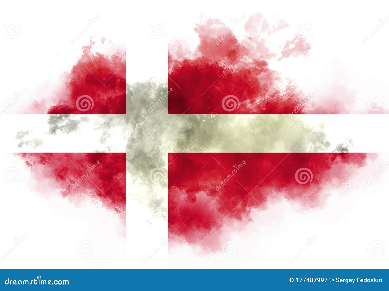 Denmark Flag Performed From Color Smoke On The White Background ...