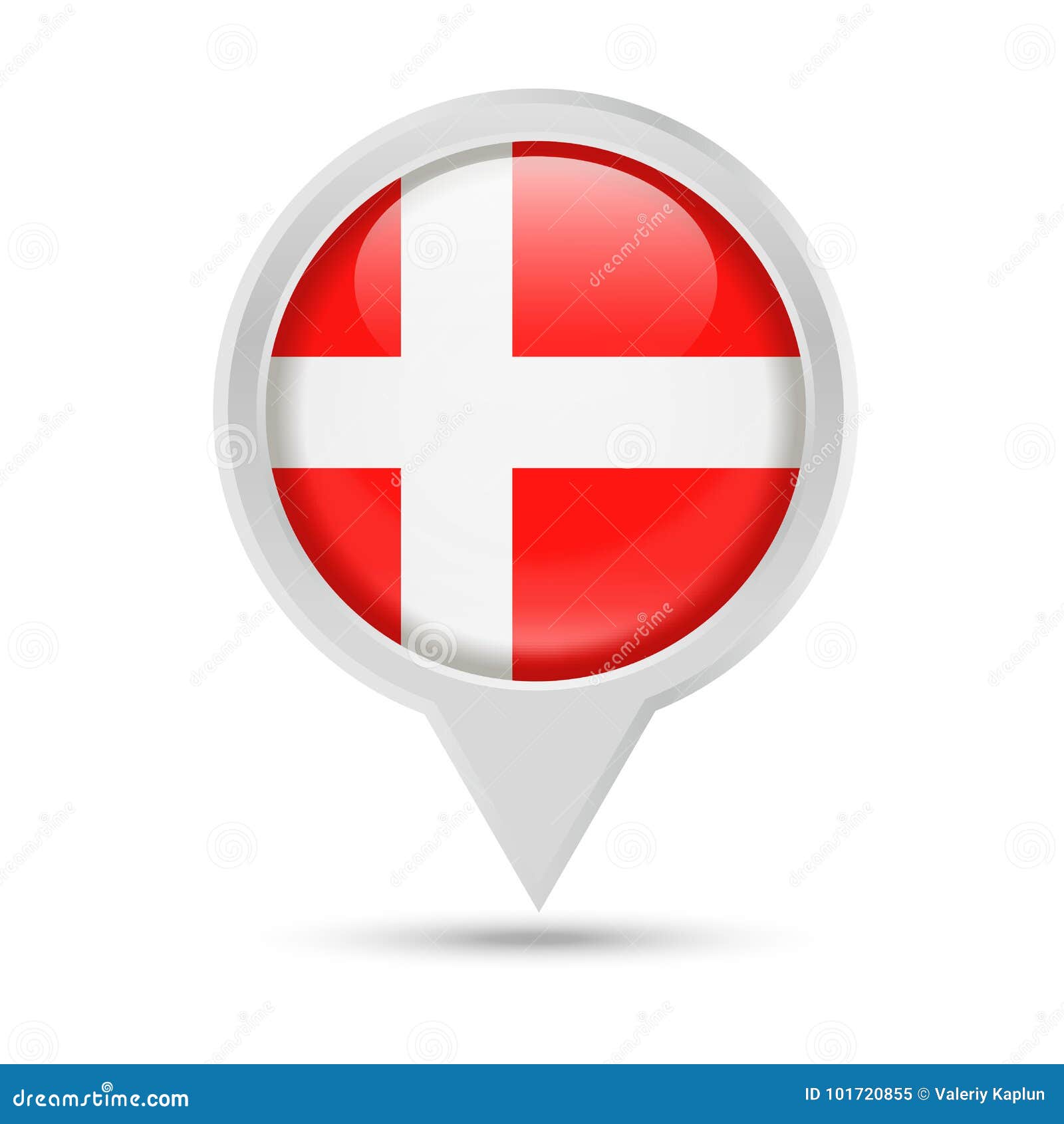 Denmark Flag Round Pin Vector Icon Stock Illustration - Illustration of ...