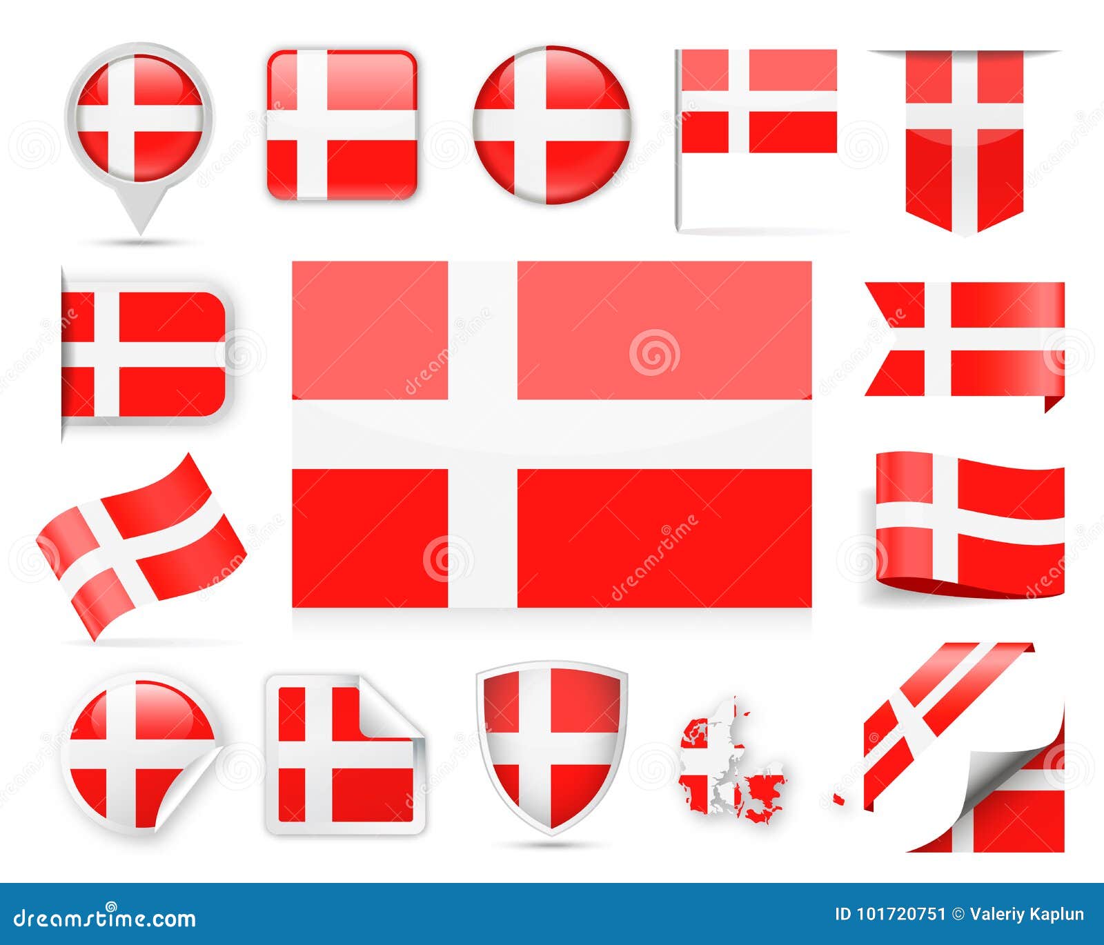 Denmark Flag Vector Set stock illustration. Illustration of collection ...