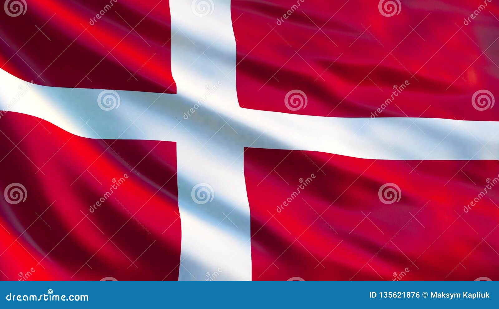 Denmark Flag. Waving Flag of Denmark 3d Illustration Stock Illustration ...