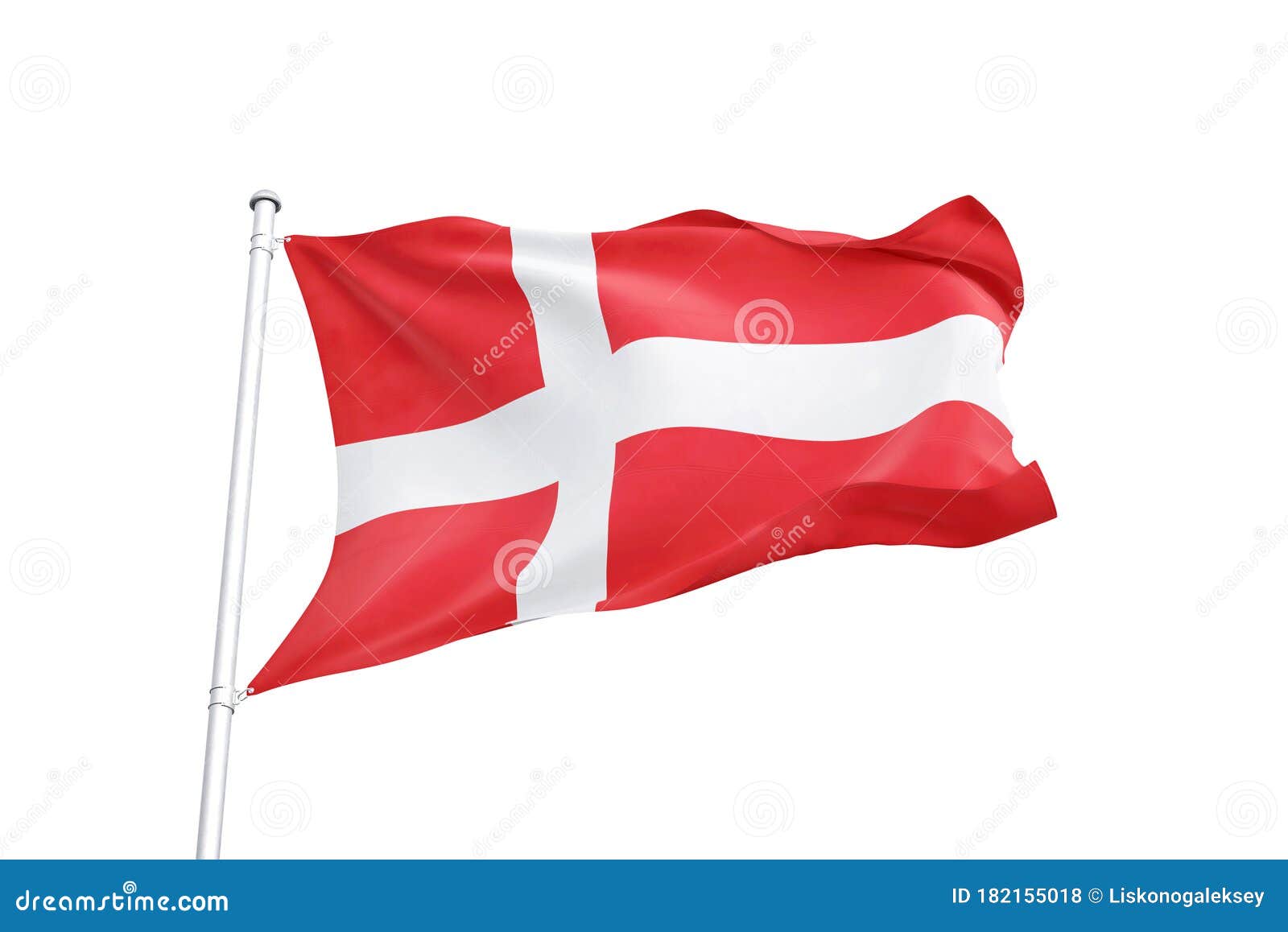 Denmark Flag Waving White Background 3D Illustration Stock Illustration ...