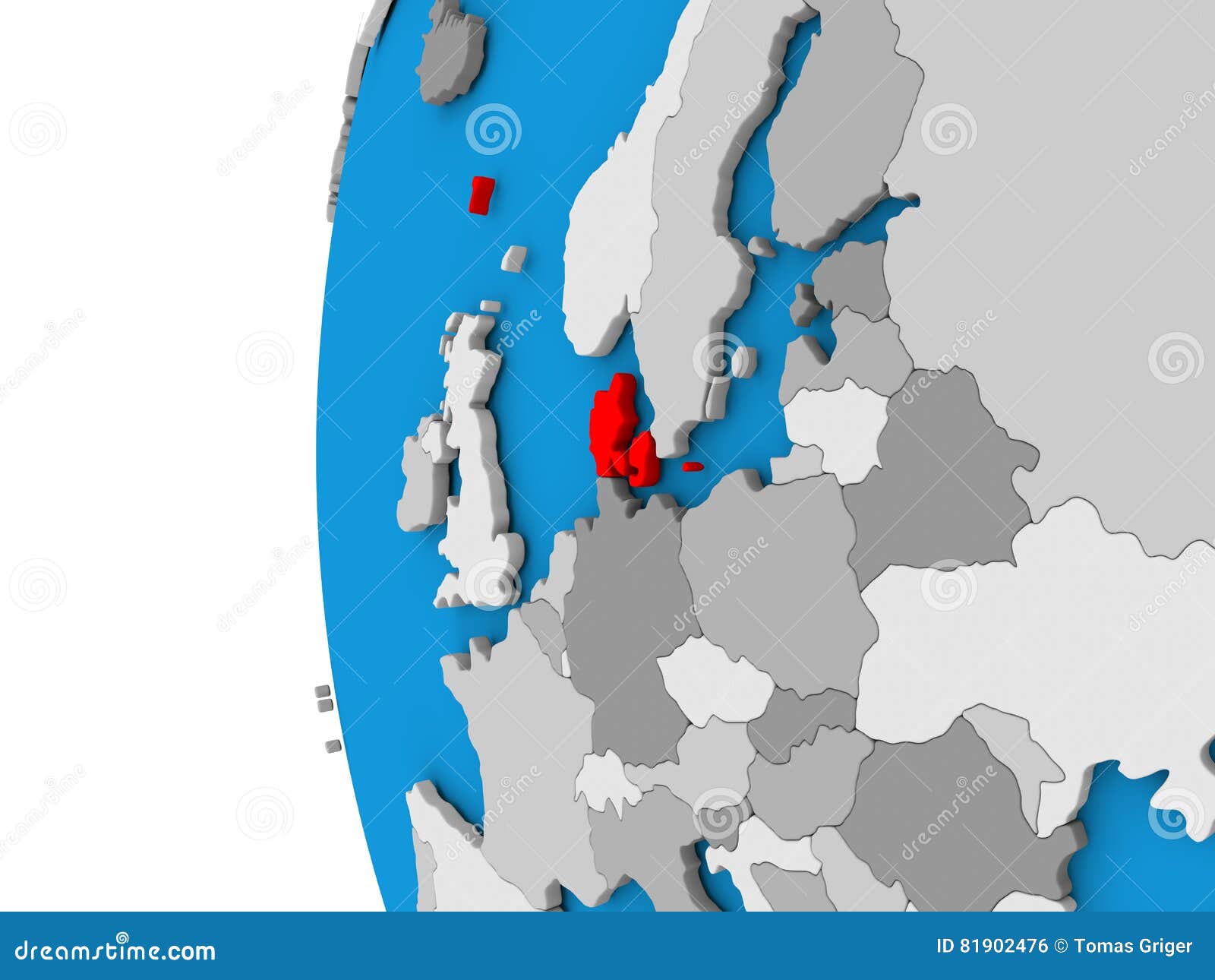 Denmark on globe stock illustration. Illustration of denmark - 81902476