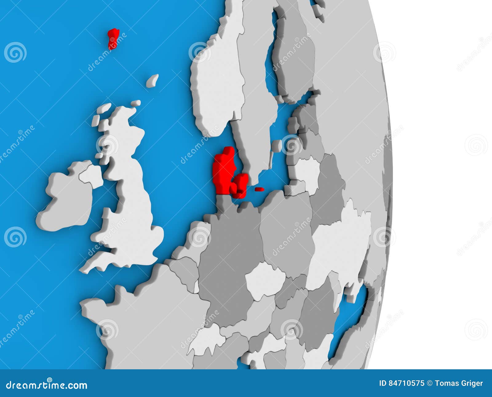 Denmark on globe stock illustration. Illustration of diplomacy - 84710575