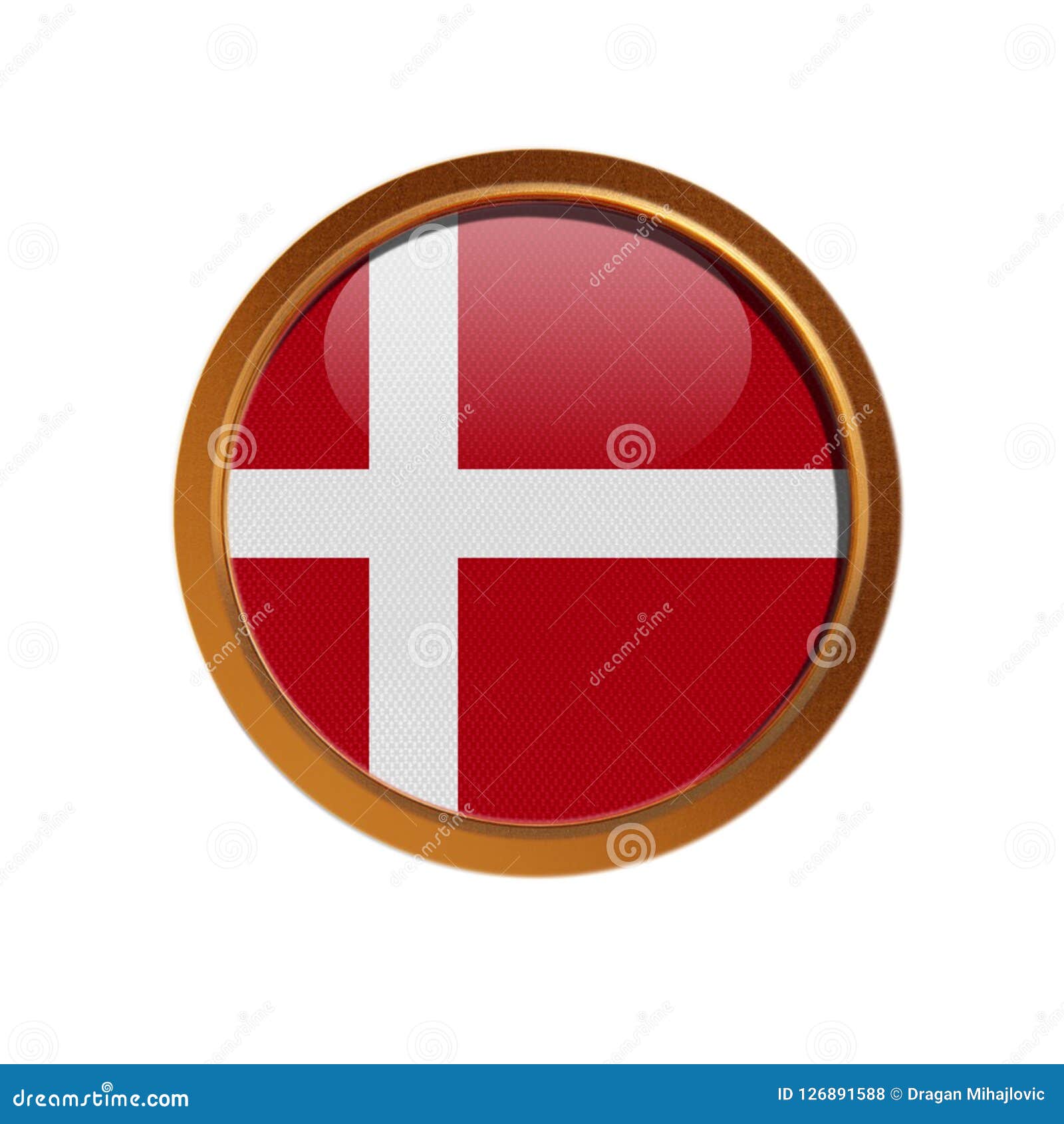 Denmark Flag in the Golden Frame Stock Illustration - Illustration of ...