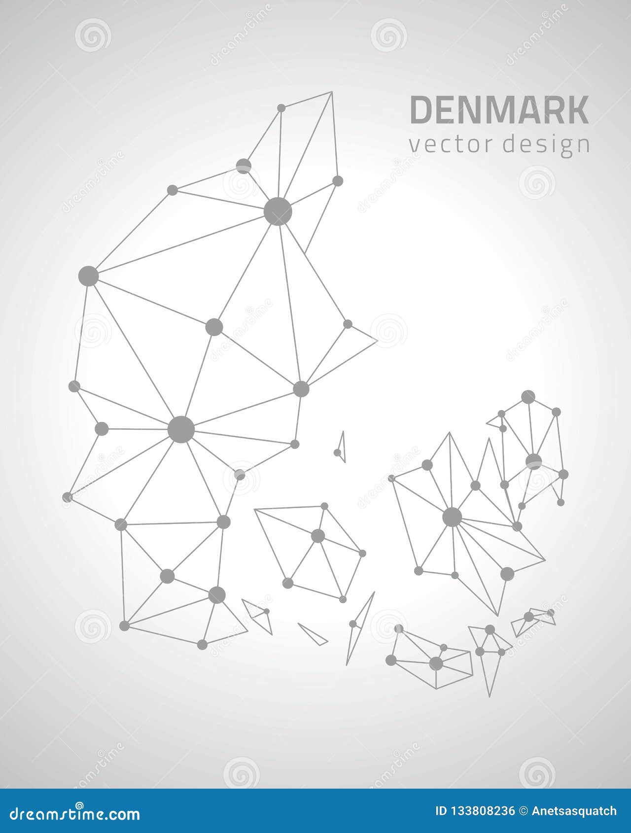 Denmark Grey Vector Outline Map Stock Vector - Illustration of ground ...