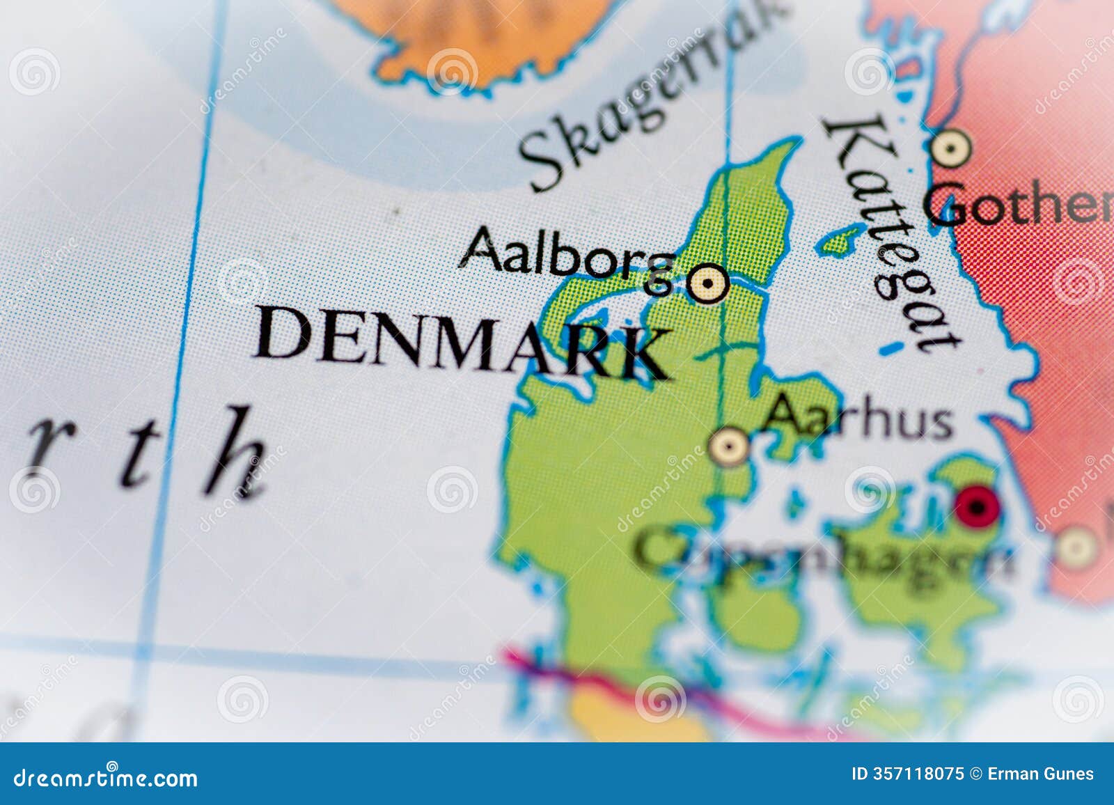 Denmark Highlighted on a World Map Stock Image - Image of globe ...