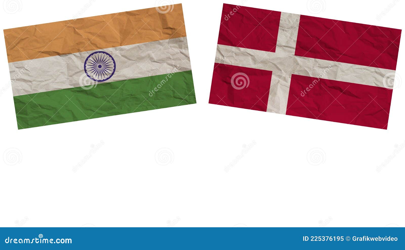 Denmark and India Flags Together Paper Texture Illustration Stock ...