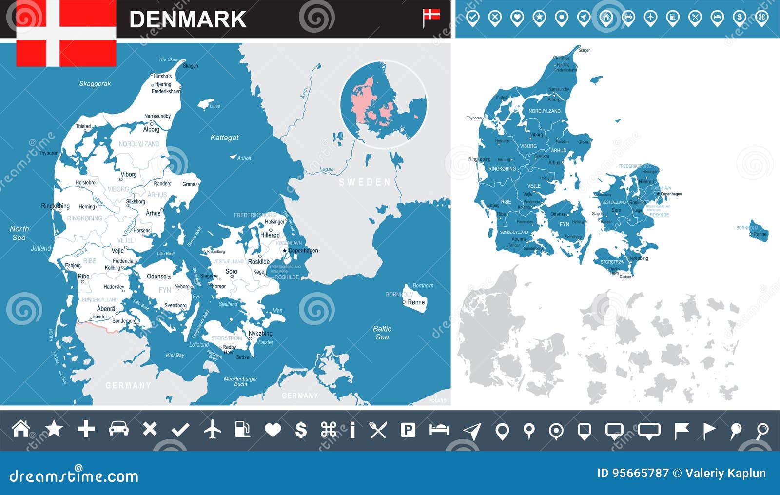 Denmark - Infographic Map and Flag Illustration Stock Illustration ...