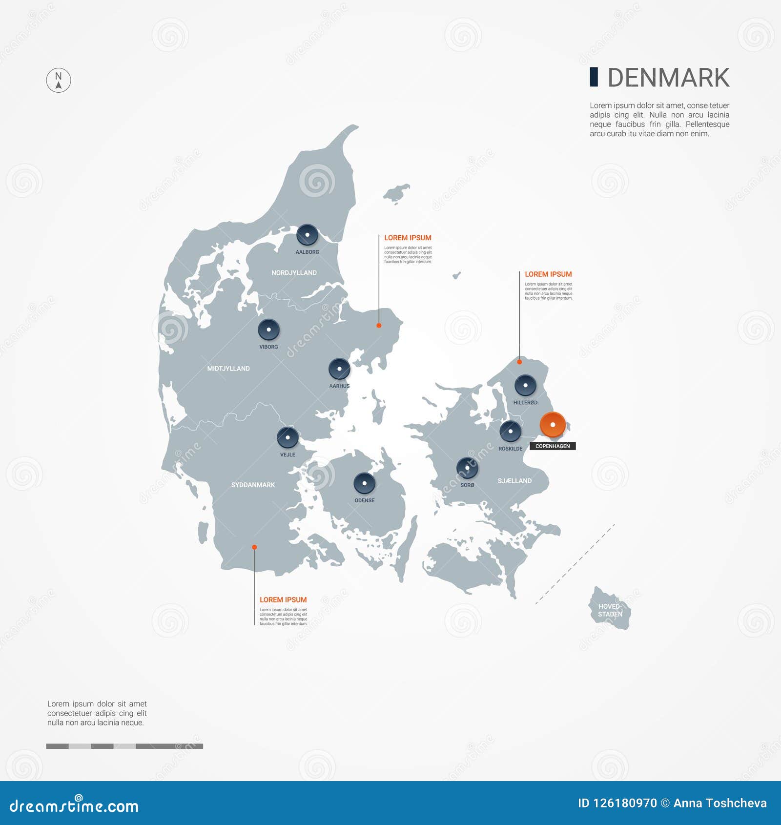 Denmark Infographic Map Vector Illustration. Stock Vector ...
