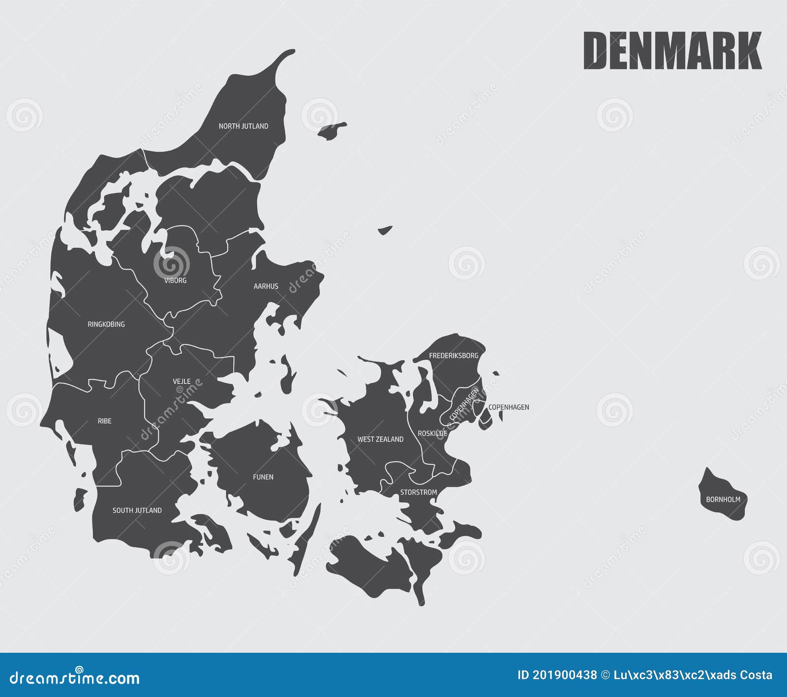 Denmark provinces map stock illustration. Illustration of copenhagen ...
