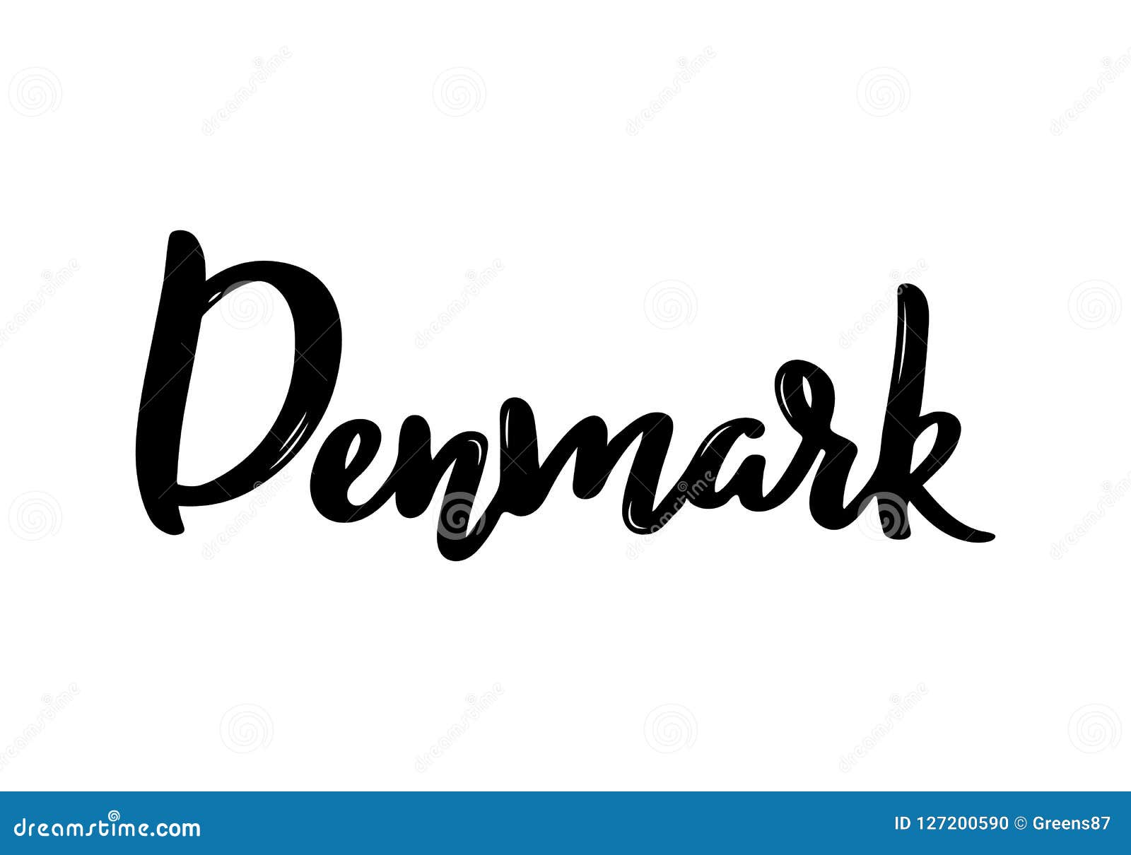 Denmark Handwritten Vector Word Text With Butterflies And Colorful ...