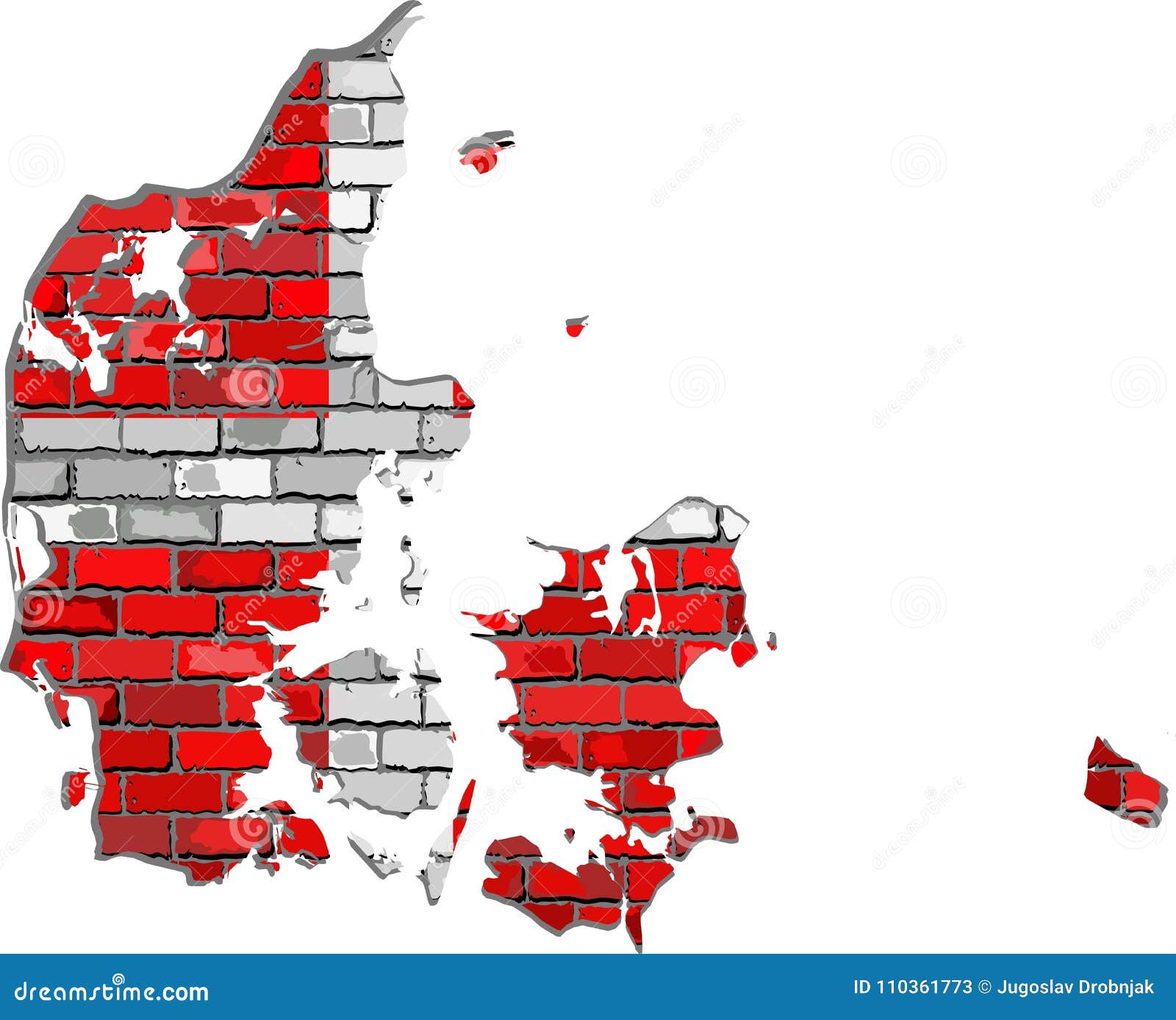 Denmark Map on a Brick Wall Stock Vector - Illustration of borderline ...