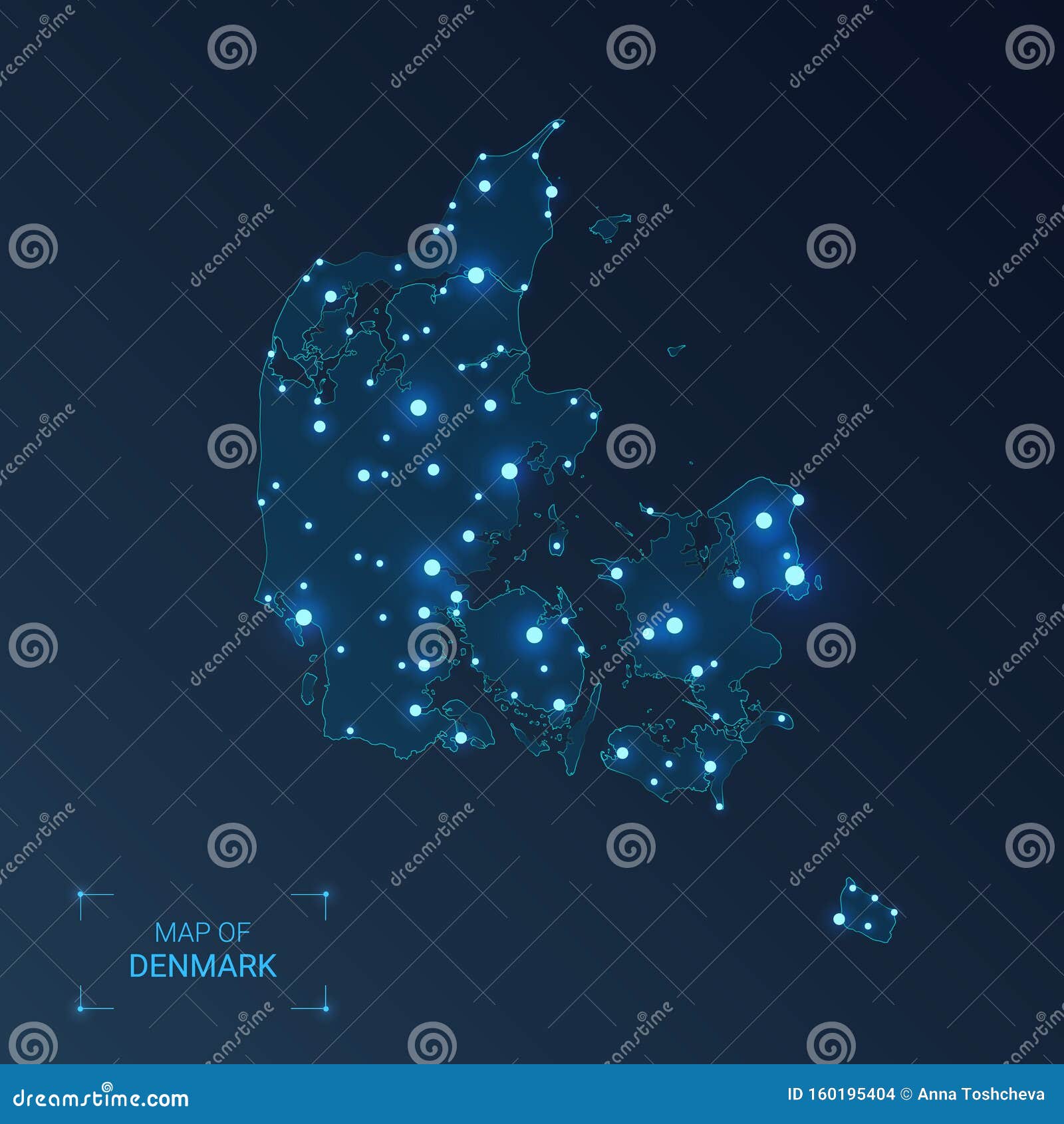 Denmark map with cities. stock vector. Illustration of continent ...