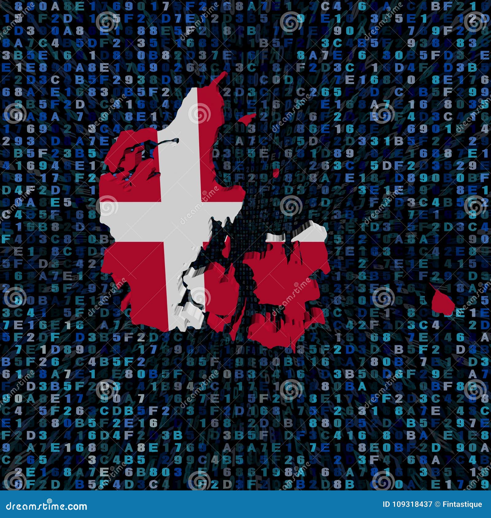 Denmark Map Flag on Hex Code Illustration Stock Illustration ...