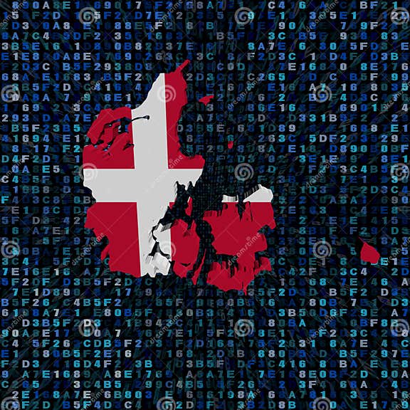Denmark Map Flag on Hex Code Illustration Stock Illustration ...