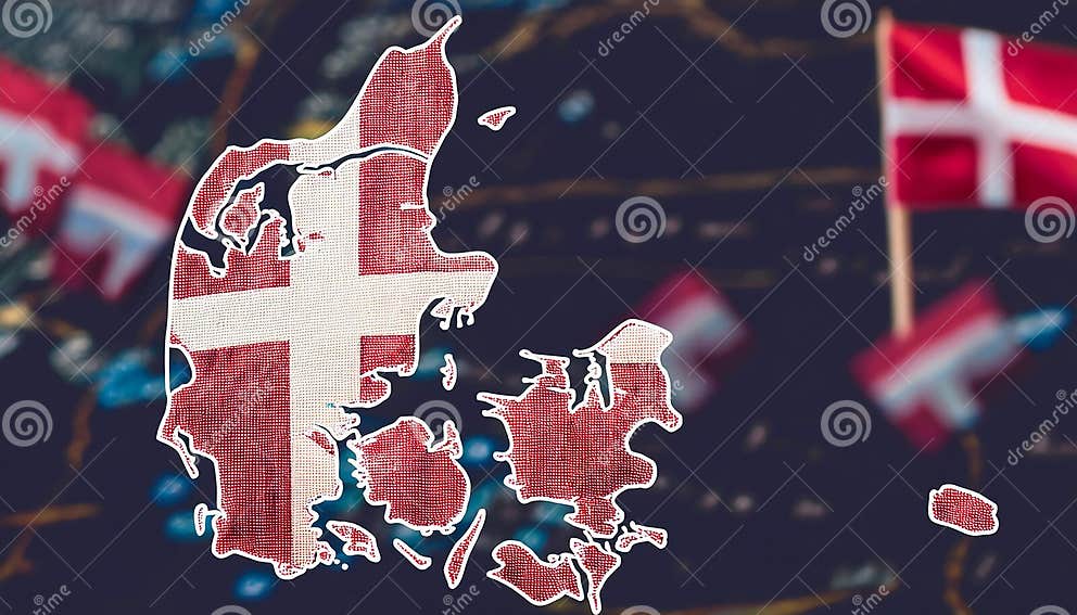 Denmark Map and Flag stock illustration. Illustration of design - 344687935