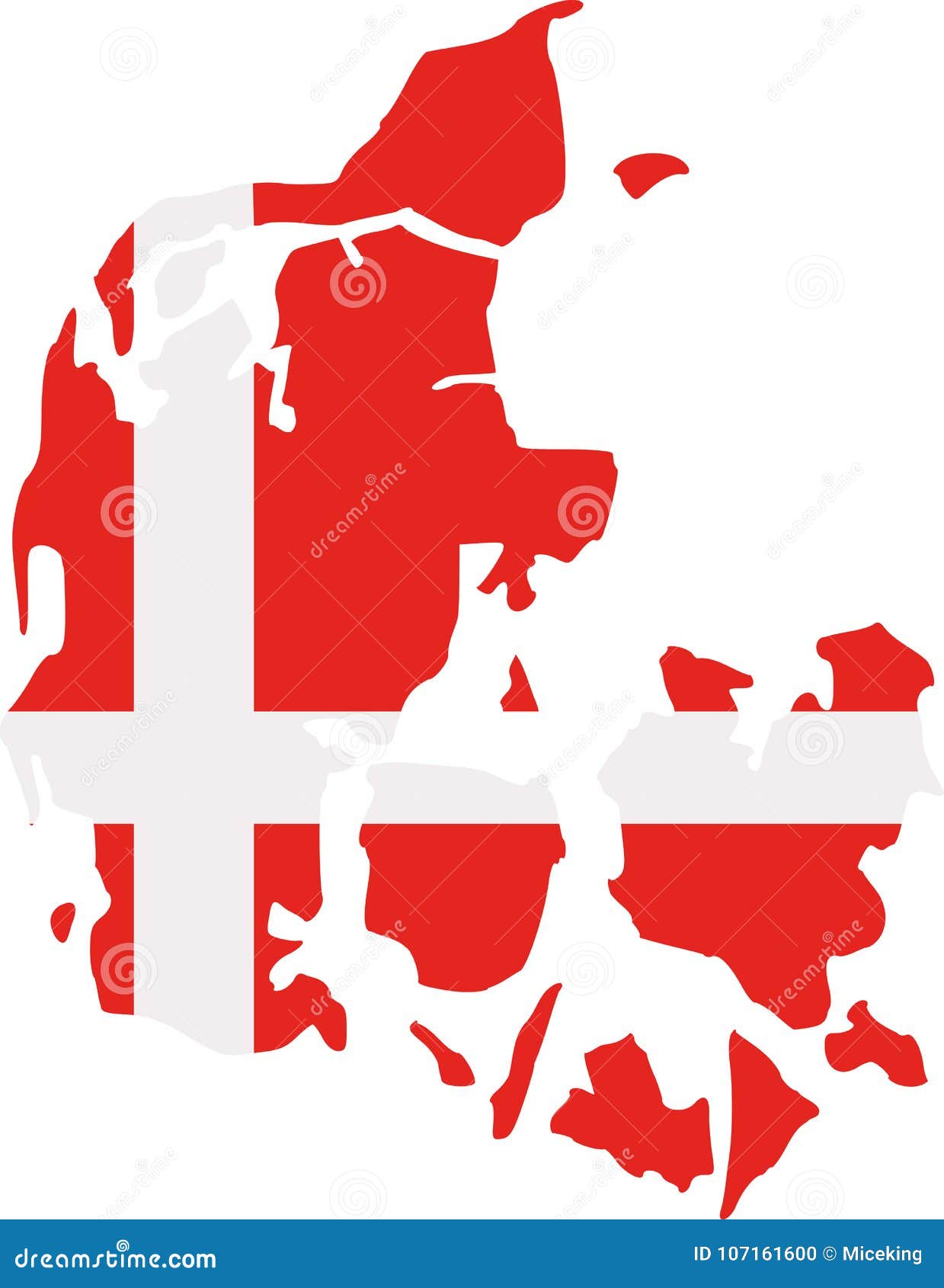 Denmark map with flag stock vector. Illustration of country - 107161600