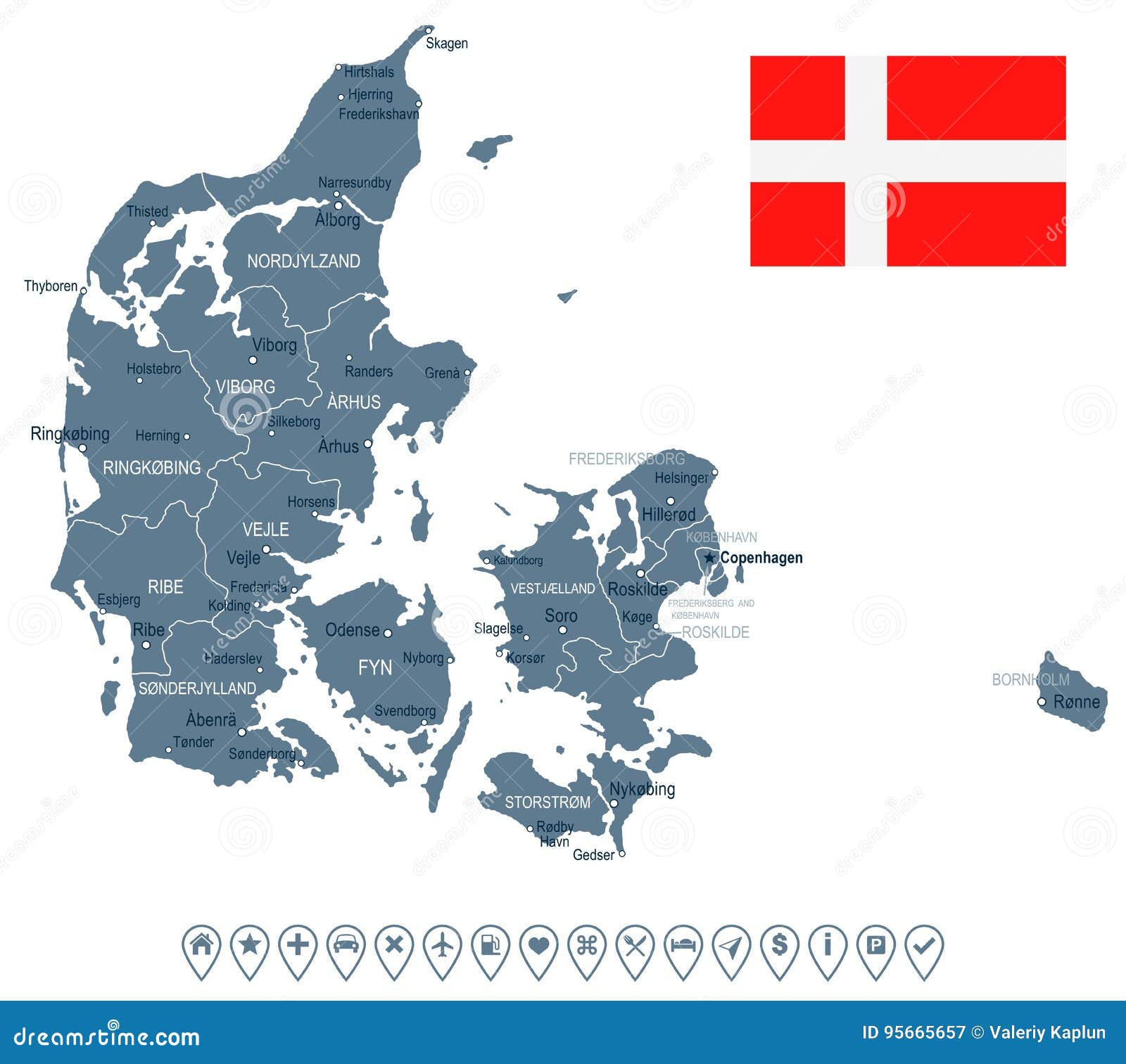 Denmark - Map and Flag Illustration Stock Illustration - Illustration ...