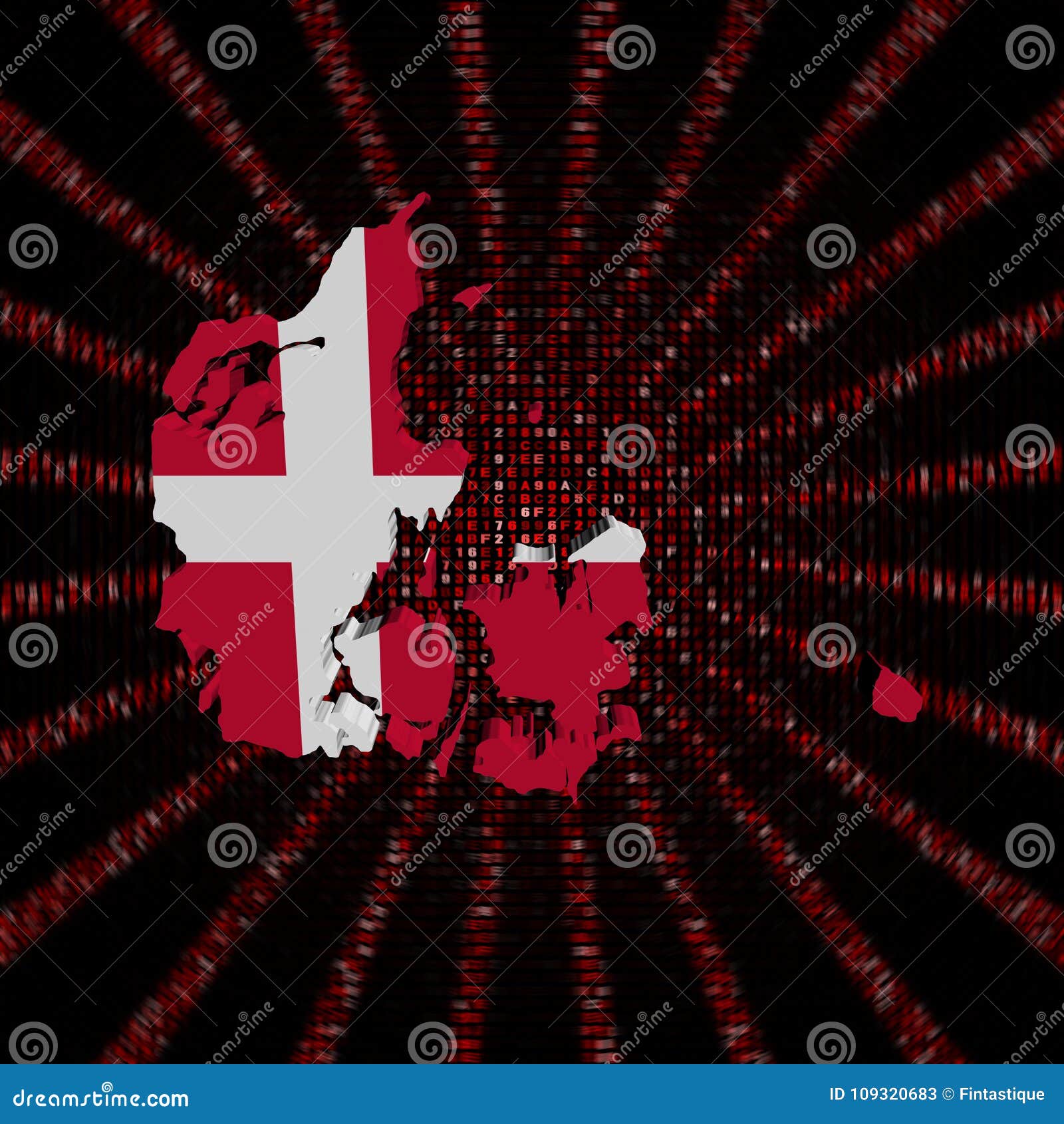 Denmark Map Flag on Red Hex Code Burst Illustration Stock Illustration ...