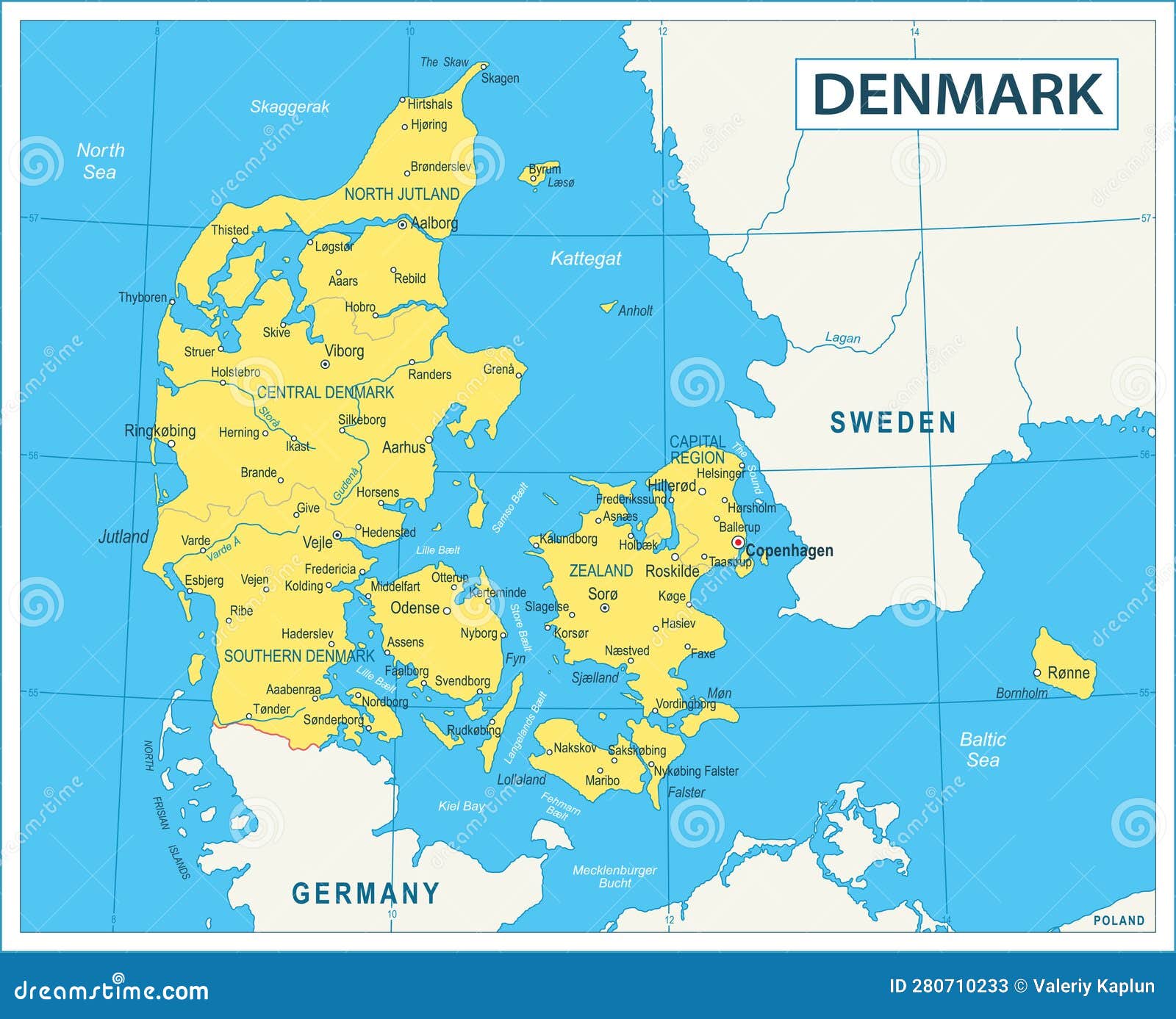 Denmark Map - Highly Detailed Vector Illustration Stock Vector ...