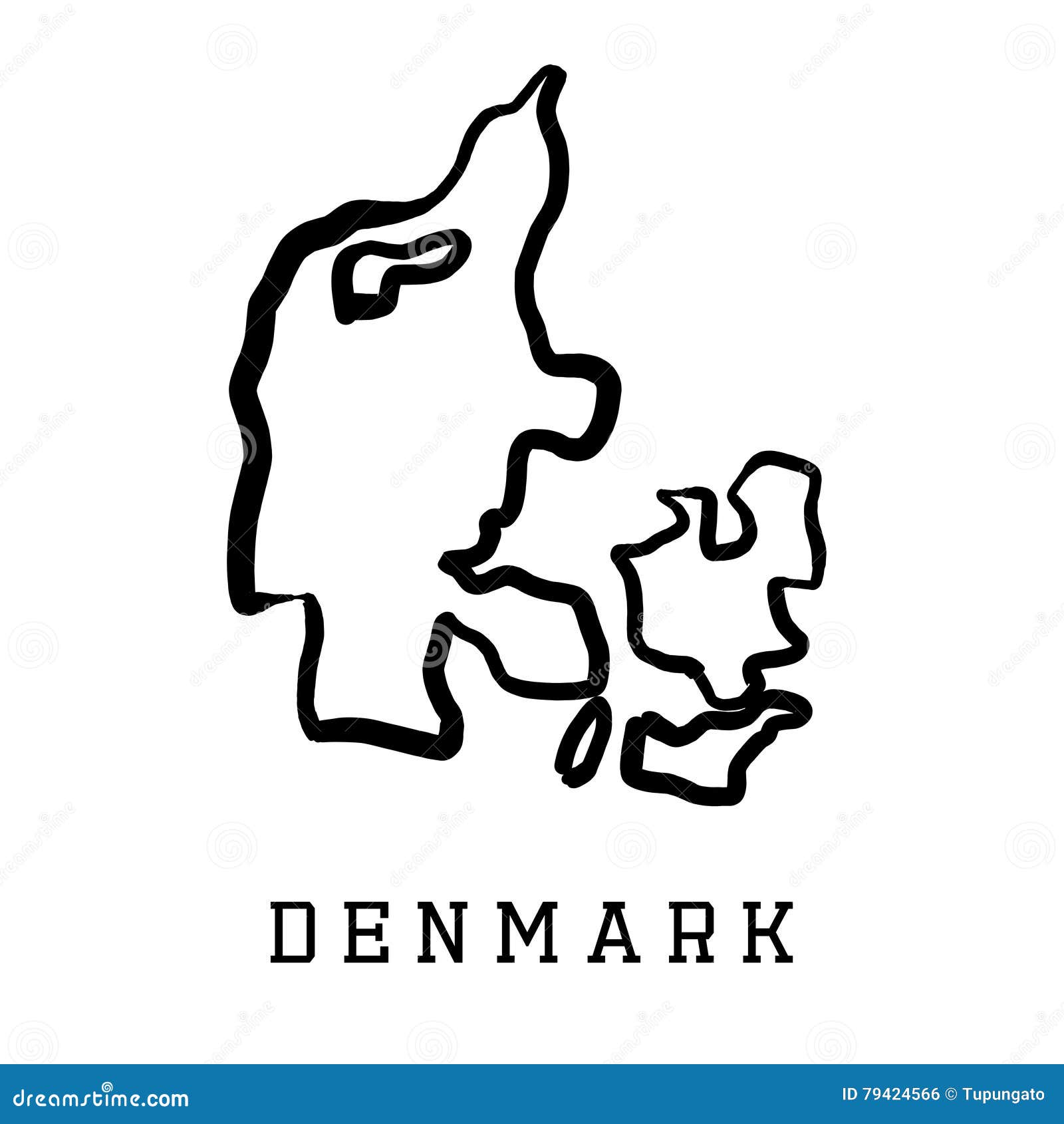 Denmark map stock vector. Illustration of drawing, handwritten - 79424566
