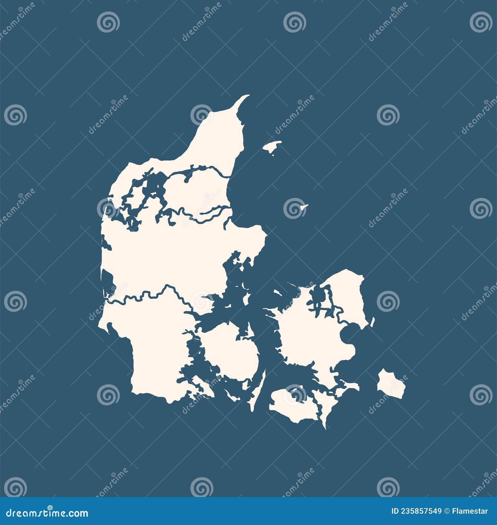 Denmark Map Using Border Lines on Dark Background Stock Illustration ...