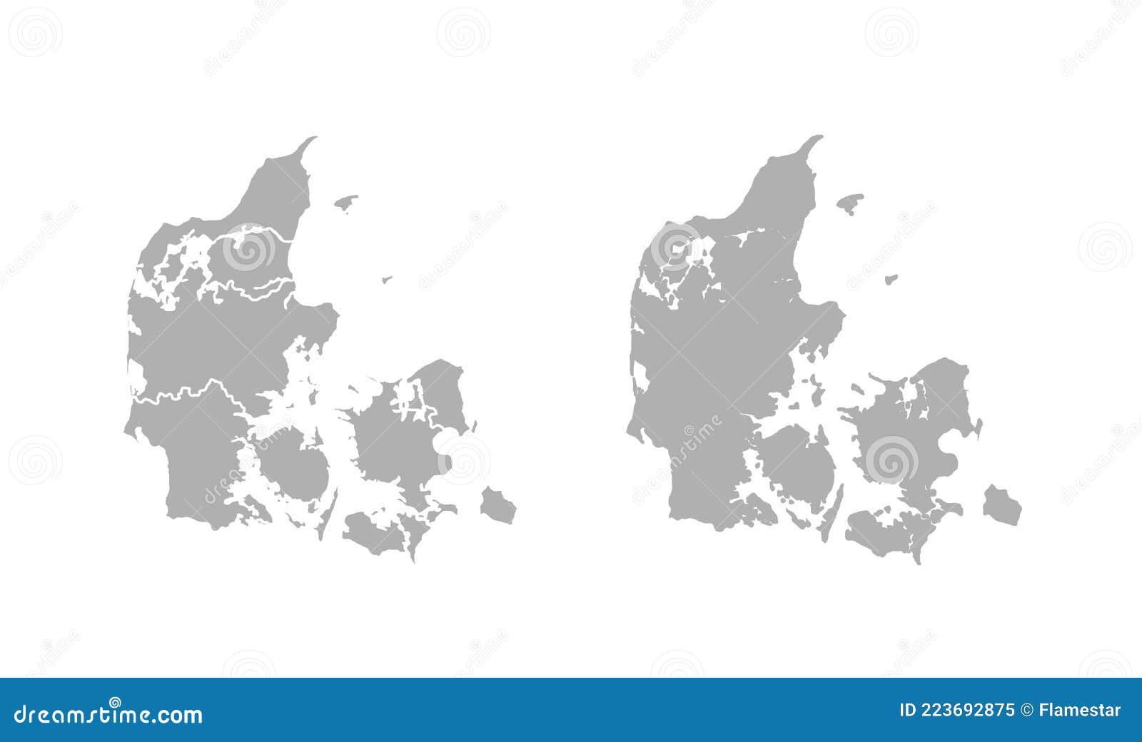 Denmark Map with Blue Border Lines on White Background Stock Vector ...