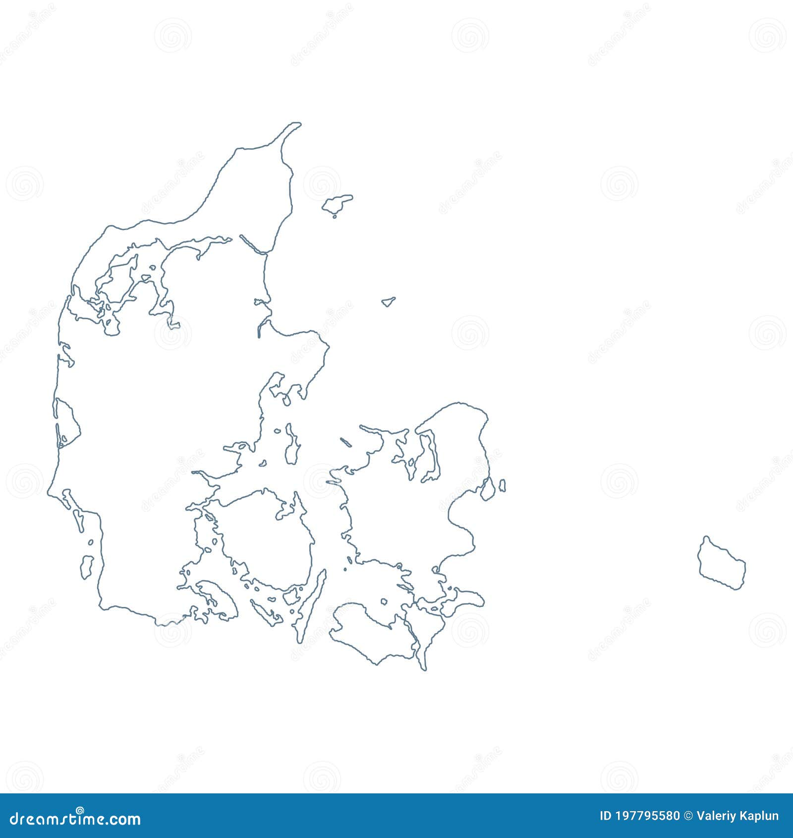 Denmark Map - Vector Contour Illustration Stock Illustration ...