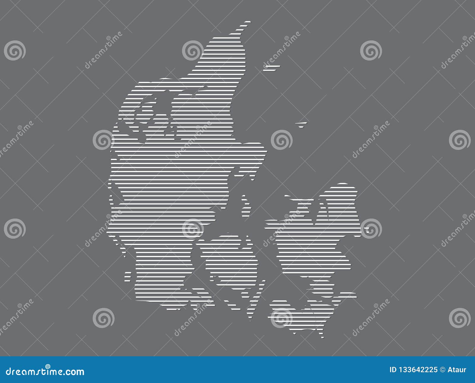 Denmark Map Vector with Simple Straight Lines on Black Background Stock ...