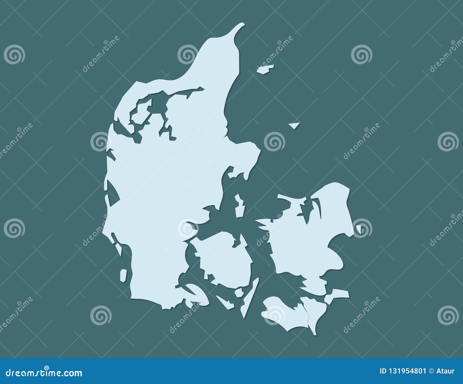 Denmark Map Vector Using Blue Border Lines on Dark Background Stock ...
