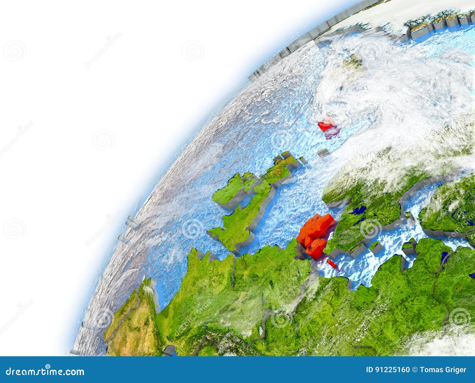Denmark on Model of Planet Earth Stock Illustration - Illustration of ...