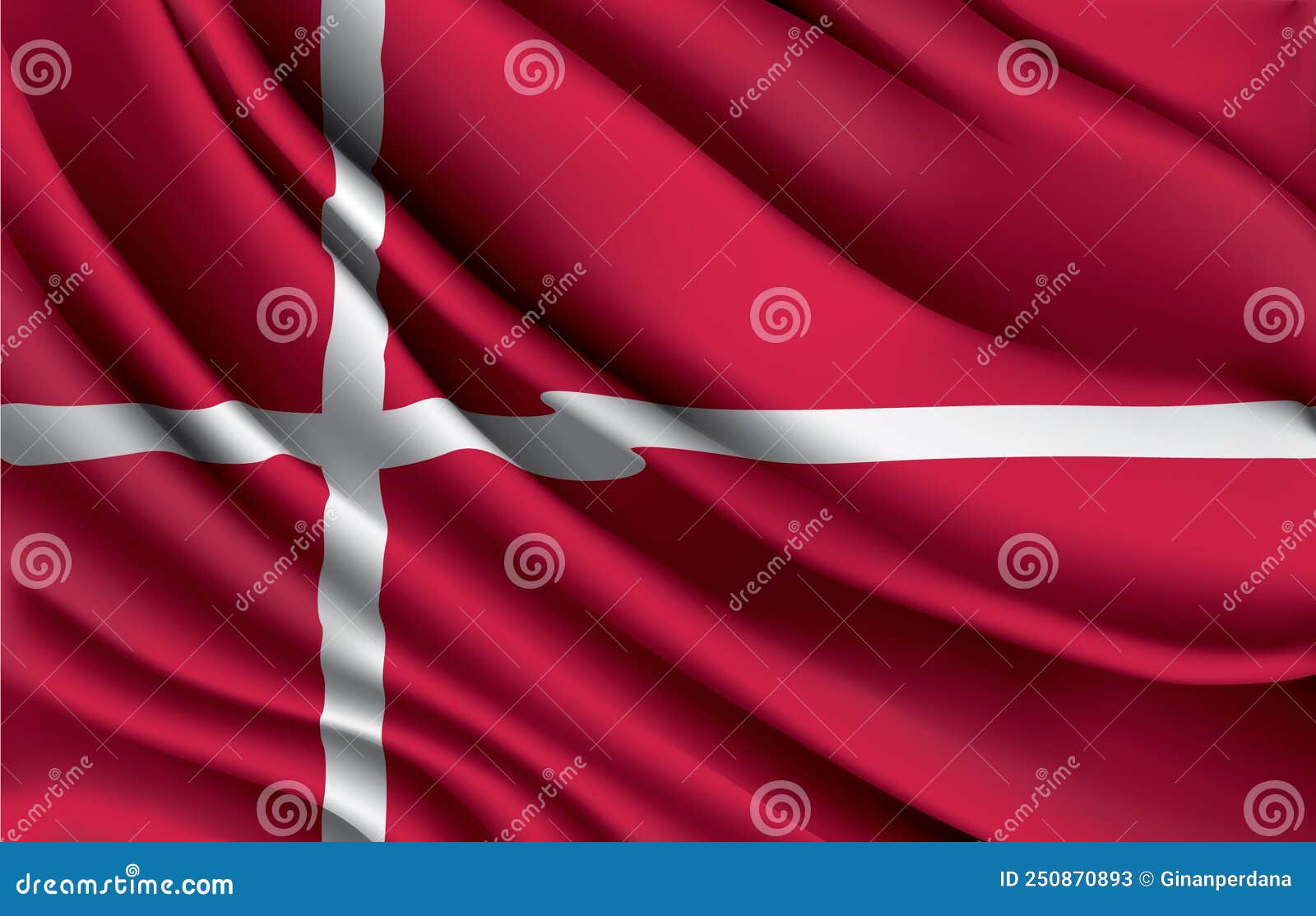Denmark National Flag Waving Realistic Vector Illustration Stock Vector ...