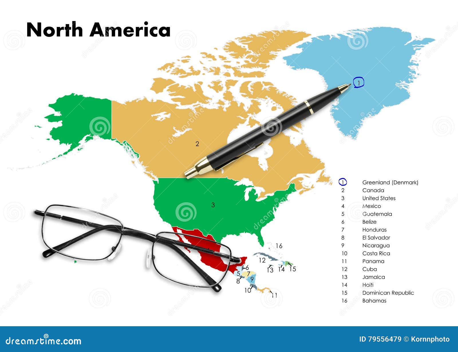 Denmark on North America Map Stock Image - Image of detail, greenland ...