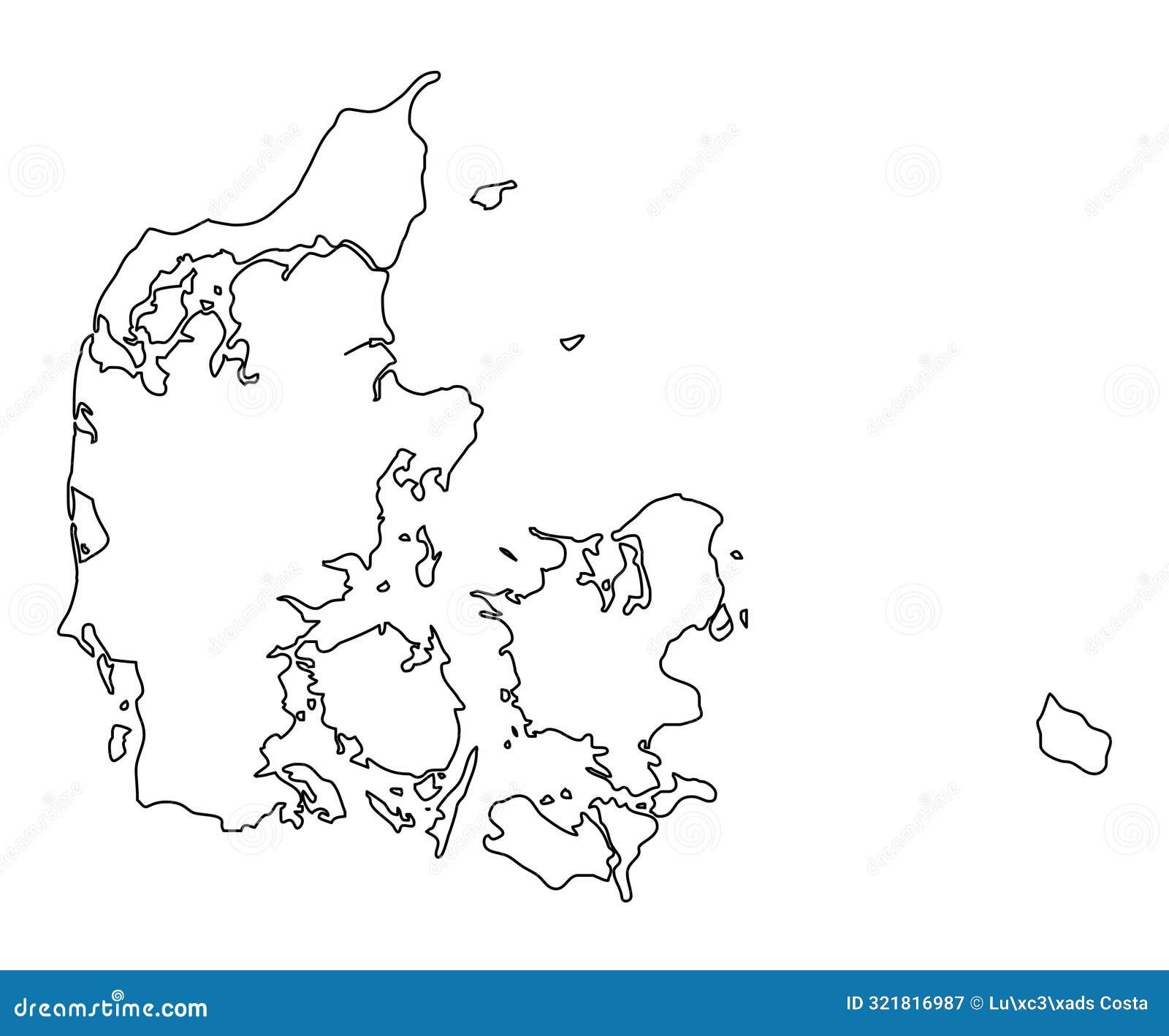 Denmark Outline National Borders Map Vector Illustration Europe ...