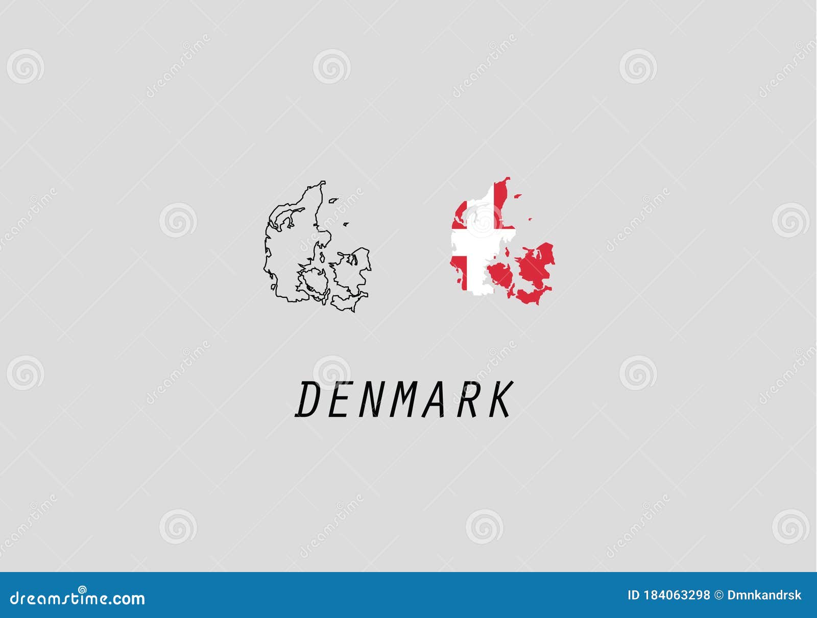 Denmark Outline Map National Borders Stock Vector - Illustration of ...
