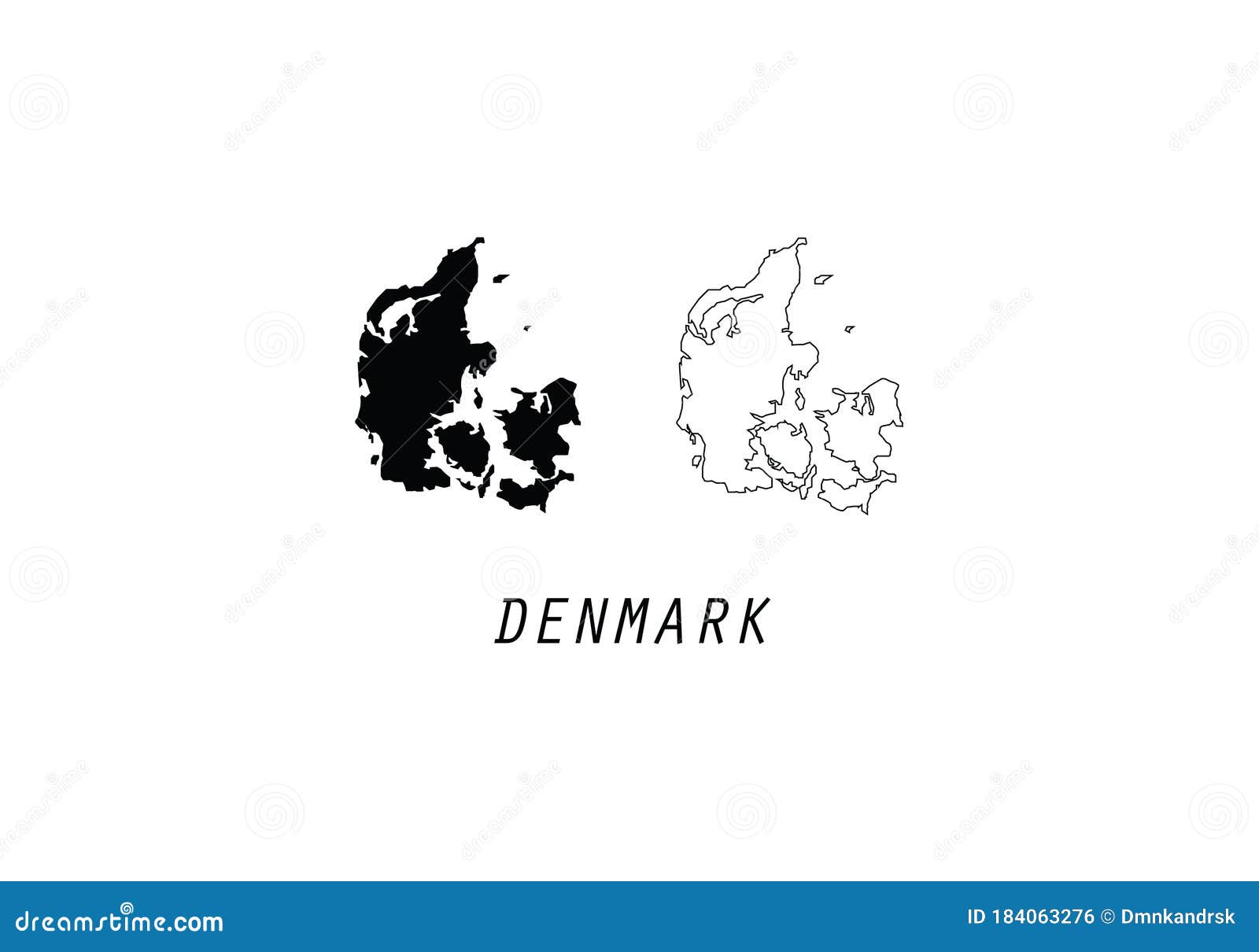 Denmark Outline Map National Borders Stock Vector - Illustration of ...