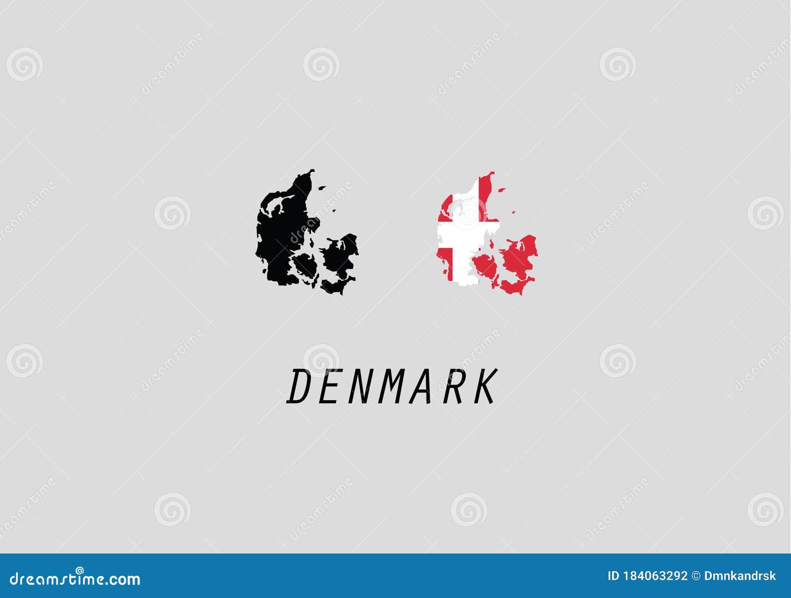 Denmark Outline National Borders Map Vector Illustration Europe ...