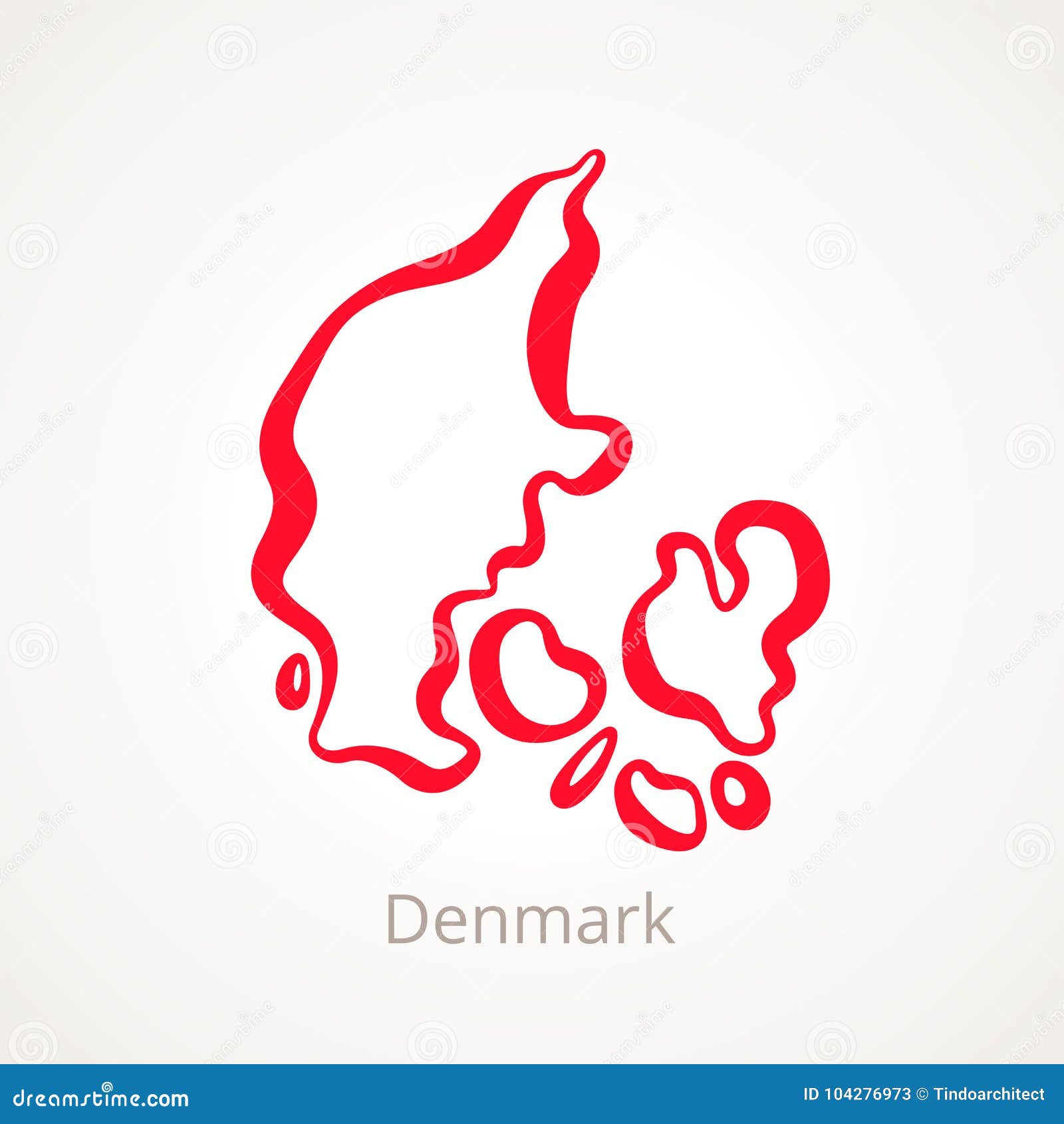 Denmark - Outline Map stock vector. Illustration of kingdom - 104276973