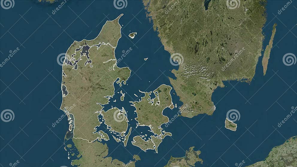 Denmark Outlined. High-res Satellite Stock Illustration - Illustration ...