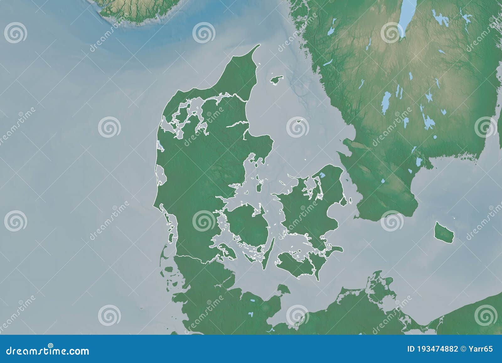 Denmark outlined. Relief stock illustration. Illustration of ...