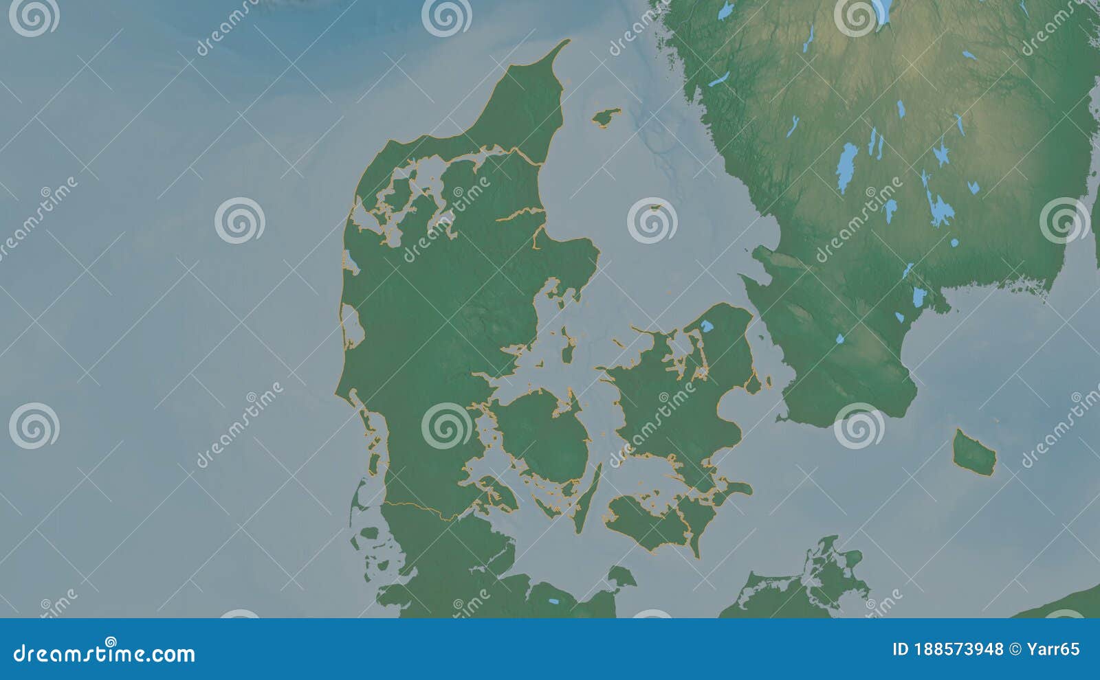 Denmark - overview. Relief stock illustration. Illustration of ...