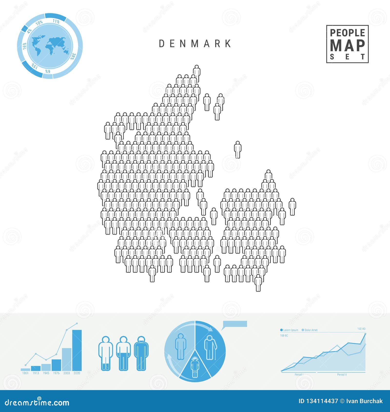 Denmark People Icon Map. Stylized Vector Silhouette of Denmark ...