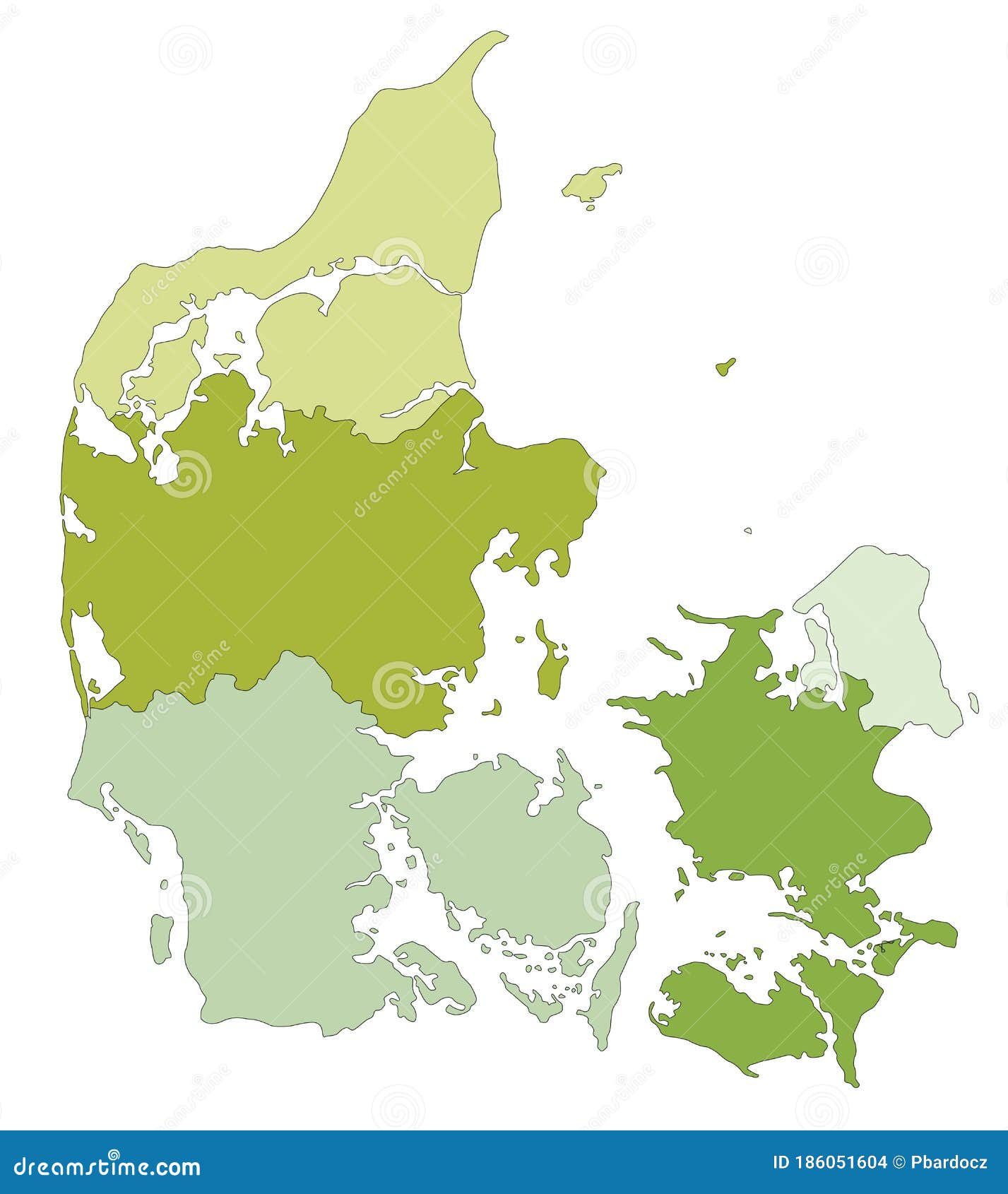 Political Map Of Denmark With Borders With Borders Of Regions Cartoon ...