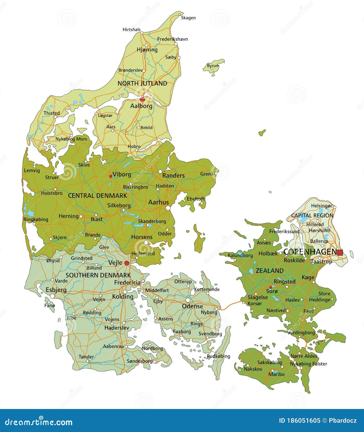 Highly Detailed Editable Political Map with Separated Layers. Denmark ...