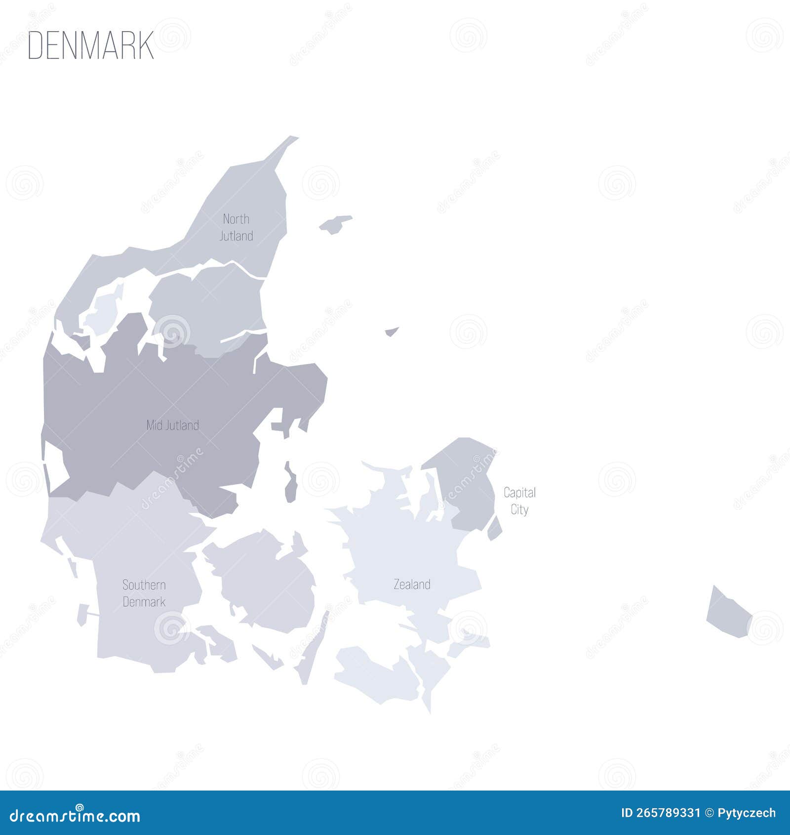 Denmark Political Map of Administrative Divisions Stock Vector ...