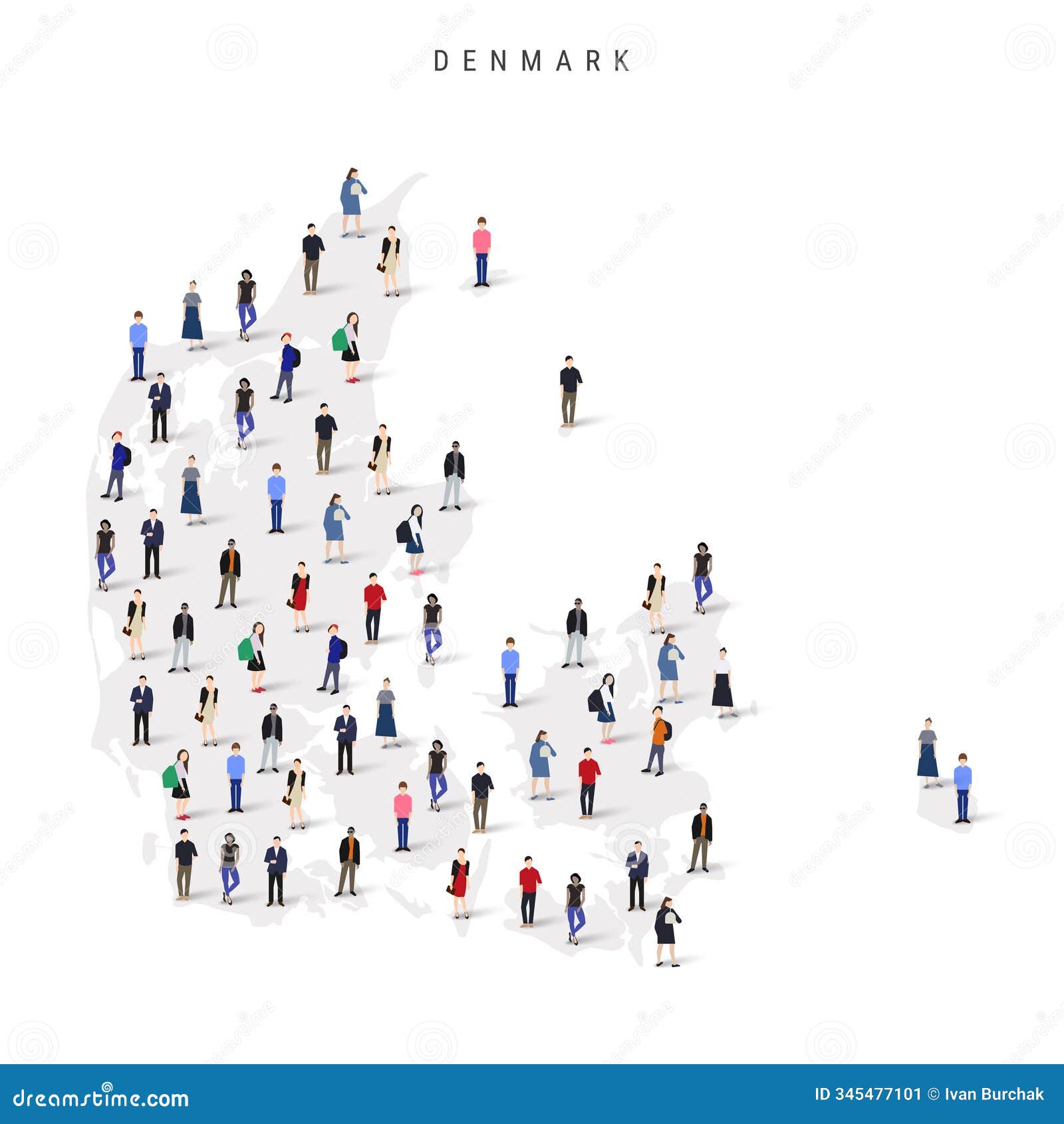 Denmark People Icon Map. Stylized Vector Silhouette Of Denmark ...