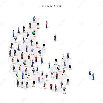 Denmark Population Map. Large Group of People in a Shape of Danish Map ...