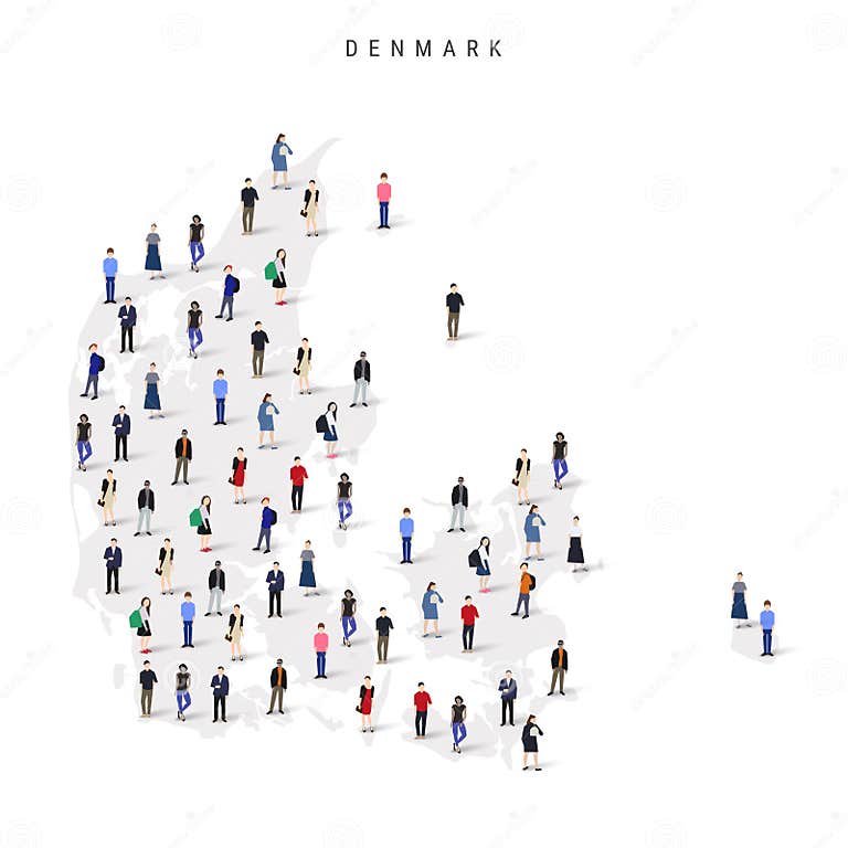 Denmark Population Map. Large Group of People in a Shape of Danish Map ...