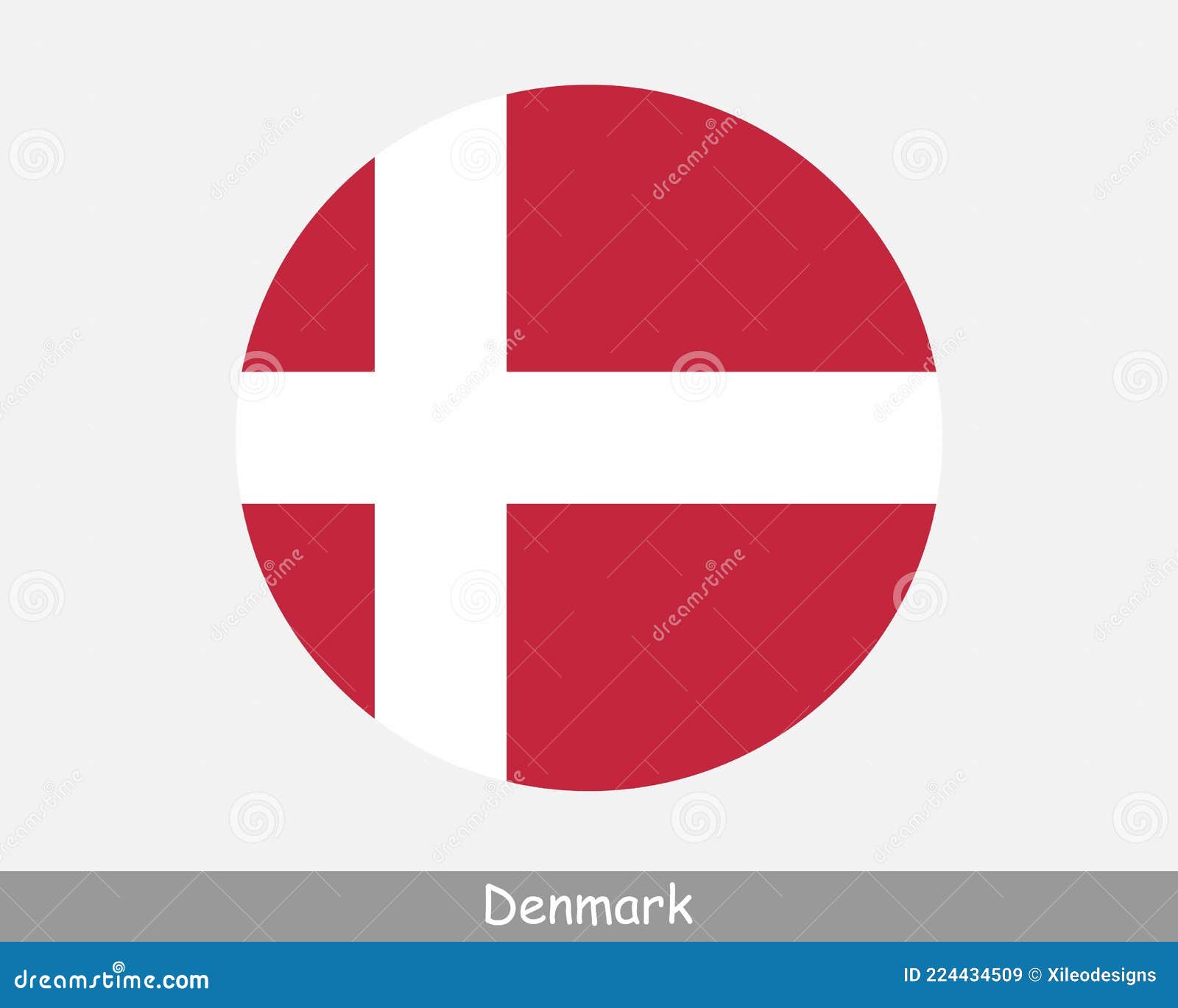 Denmark Round Circle Flag. Danish Circular Button Banner Icon Stock ...