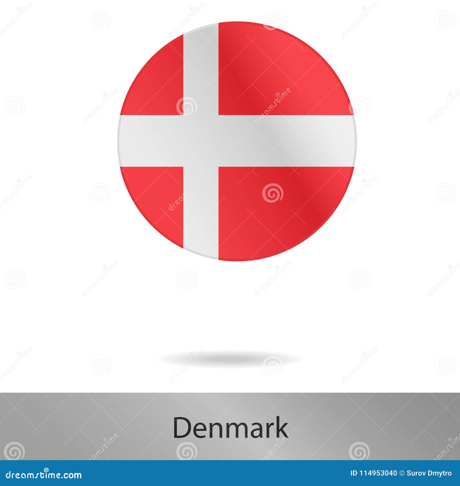 Denmark Round Icon with Shadow Stock Illustration - Illustration of ...